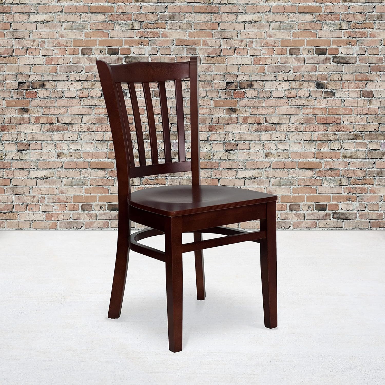 sasyxdc Vertical Slat Back Cherry Wood Chair Black Vinyl Seat - Walmart.com
