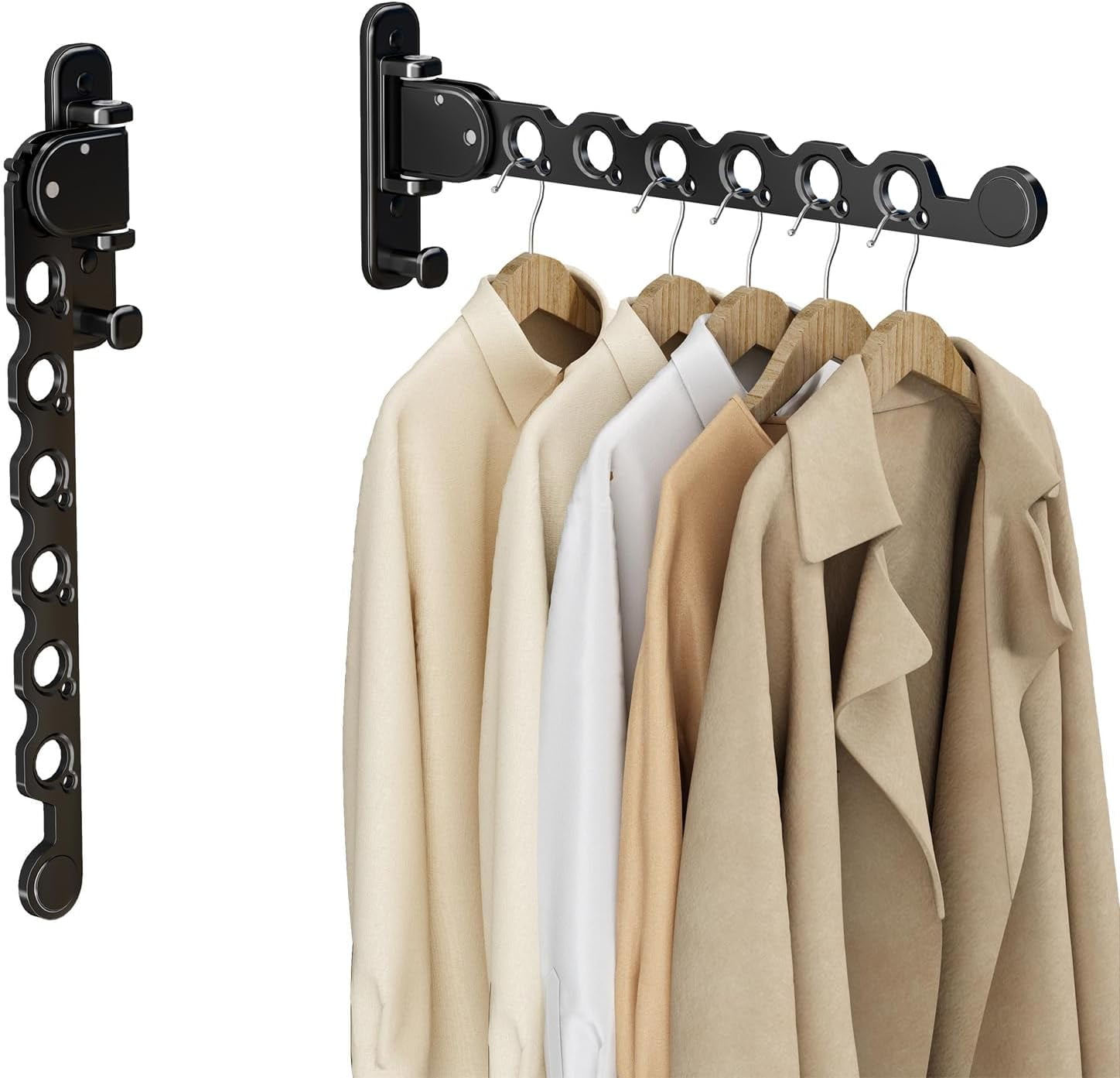 sasyxdc Wall Mounted Clothes Hanger Rack Folding Wall Mounted Clothes ...