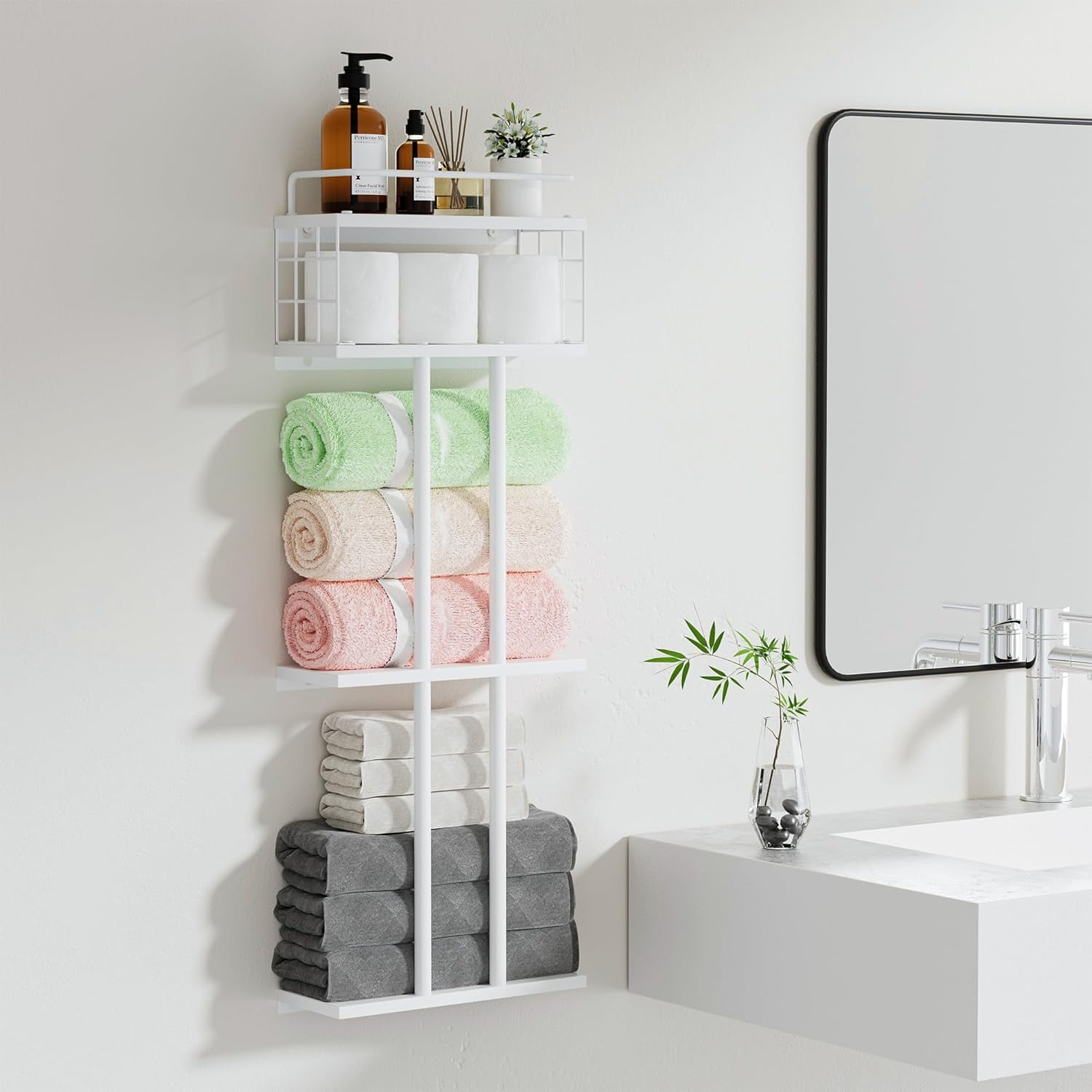 dxynlzq White Towel Rack for Bathroom Metal Towel Holder for Bathroom ...