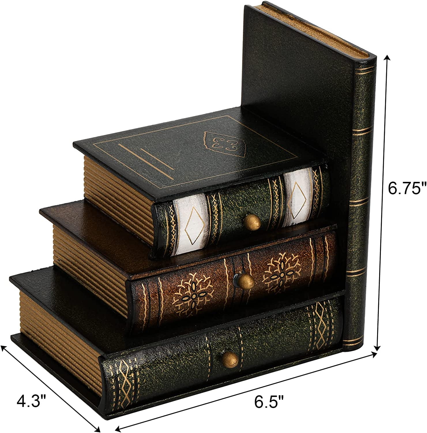 sasyxdc Wood Bookends with Desktop Organizer Drawer Units Decorative ...