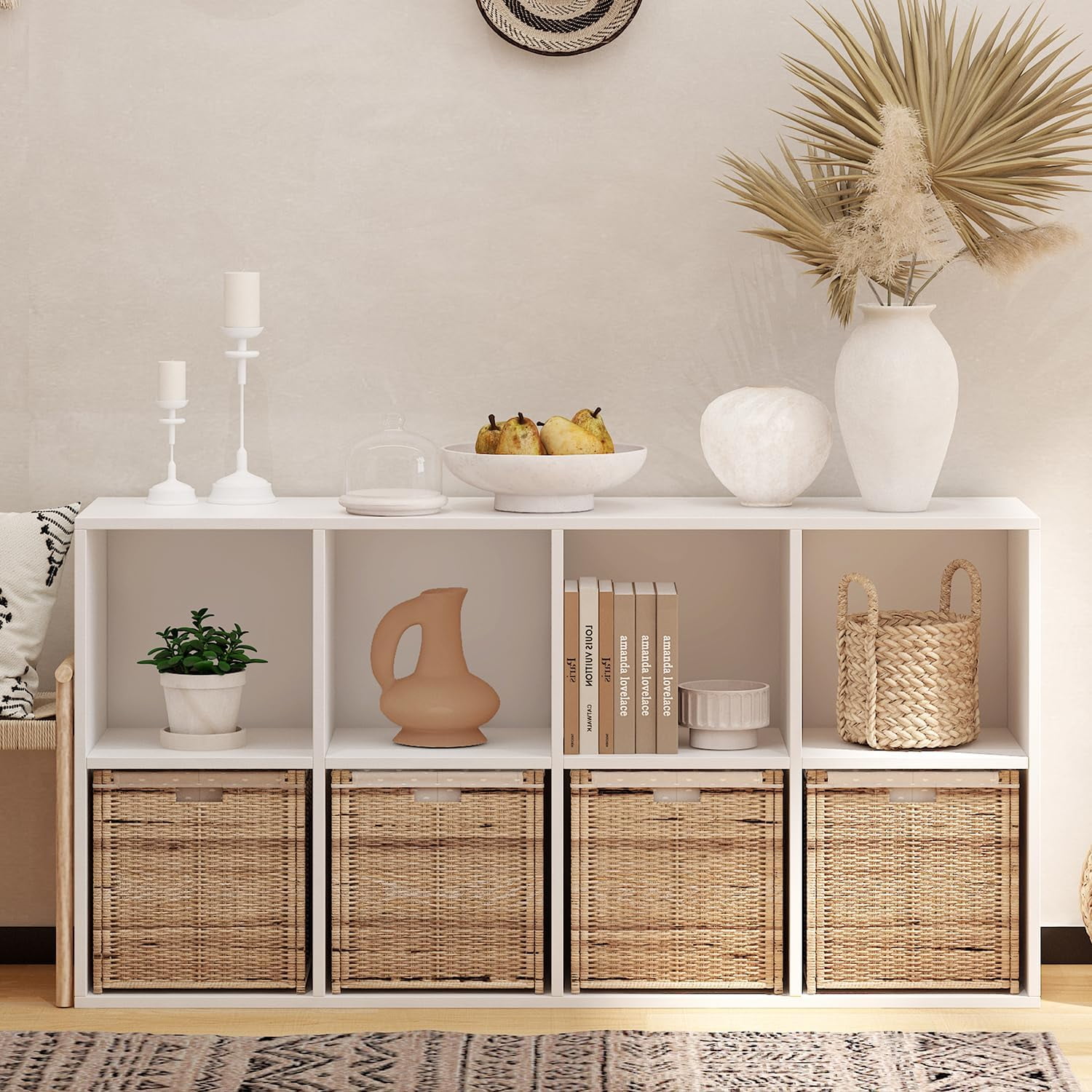 SASYXDC Wooden Cube Storage Organizer with Closed Back Panel 8 Cube ...