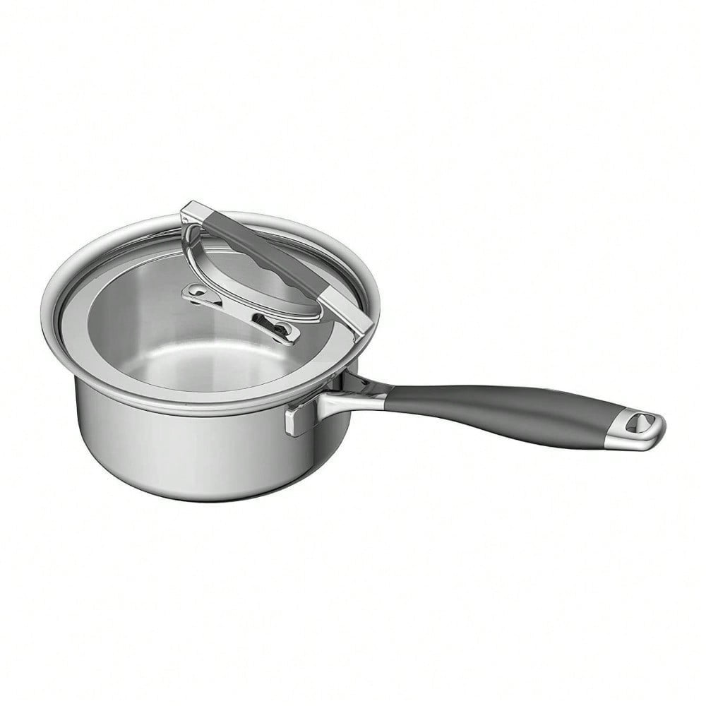 A sauce pot with a glass locking cover (1.5 liters), stainless steel ...