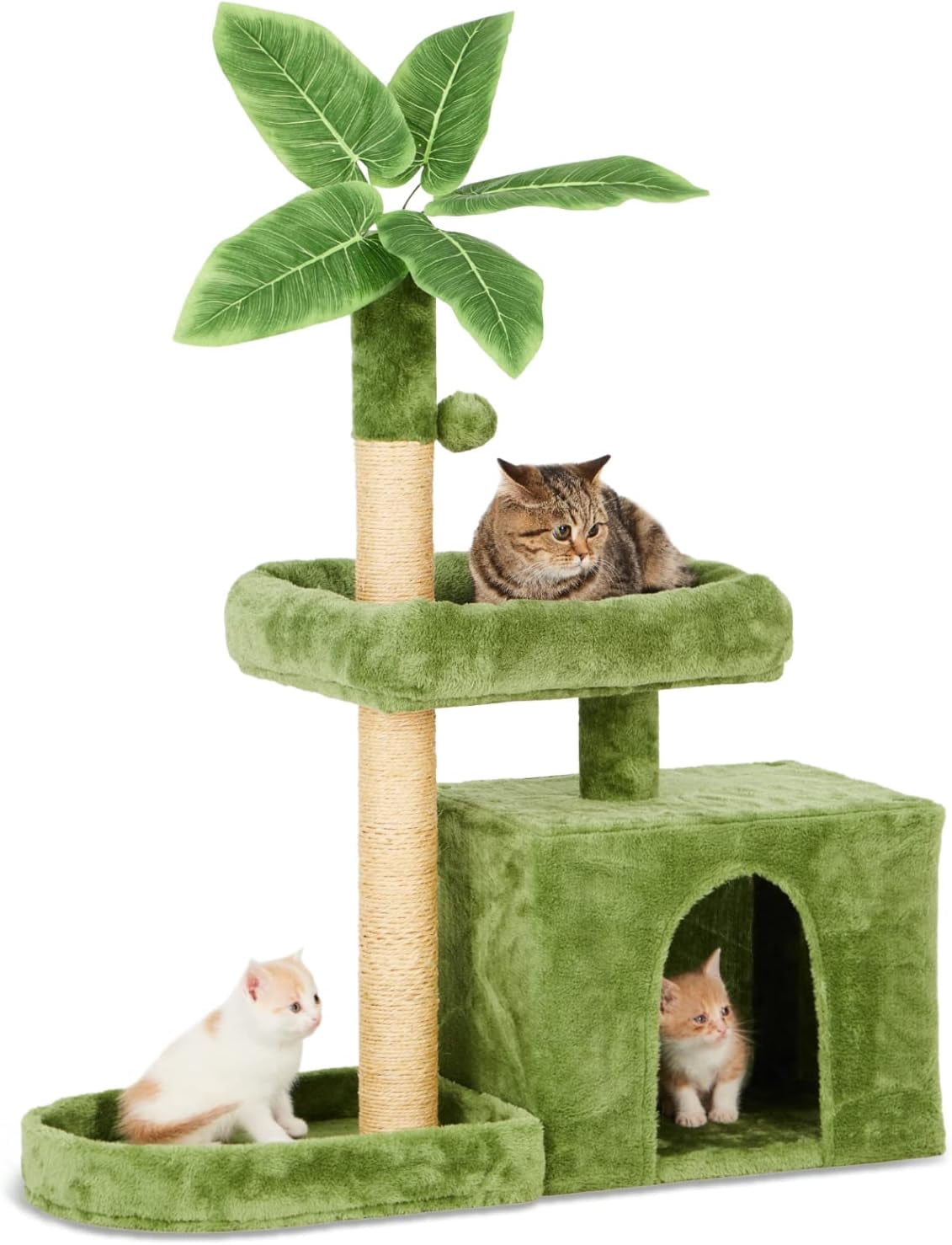sbxtskh31.5" Cat Tree Tower for Indoor Cats with Green Leaves, Cat ...