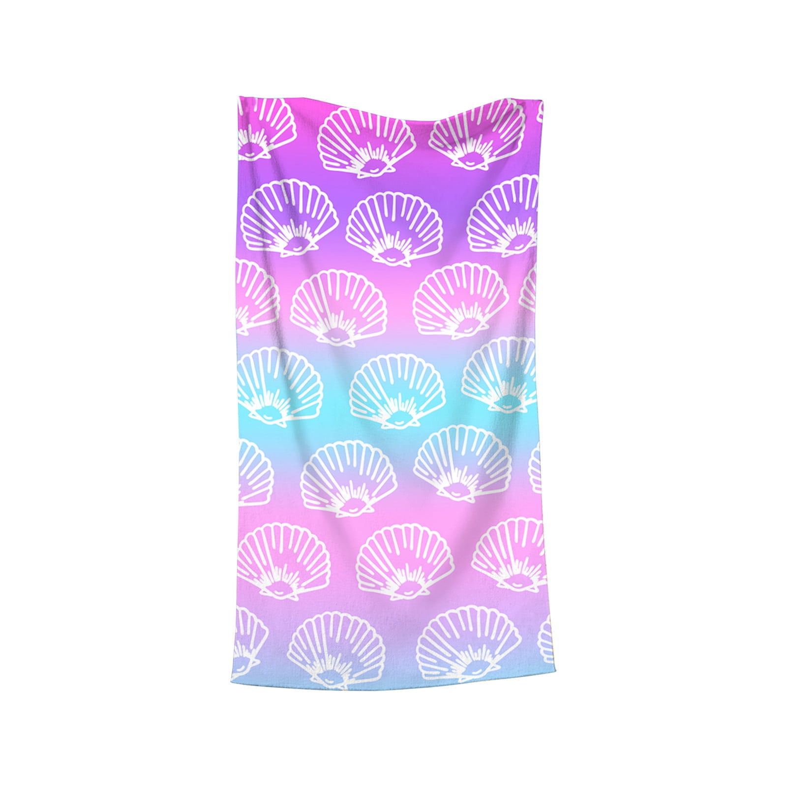 scallop Beach Towel for Kids Girls, Pink Cute Rainbow Beach Towel for ...