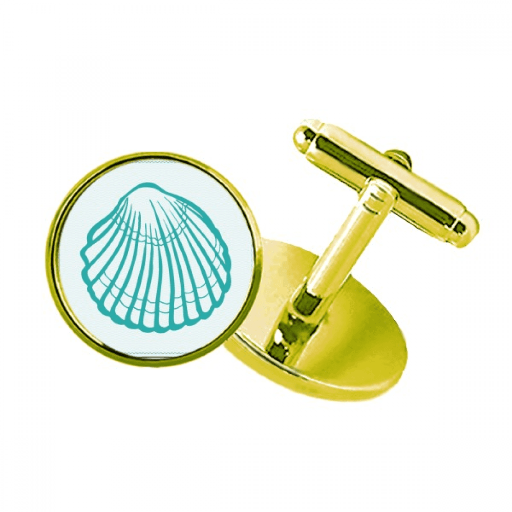 scallop marine life green illustration studded business metal cufflinks ...