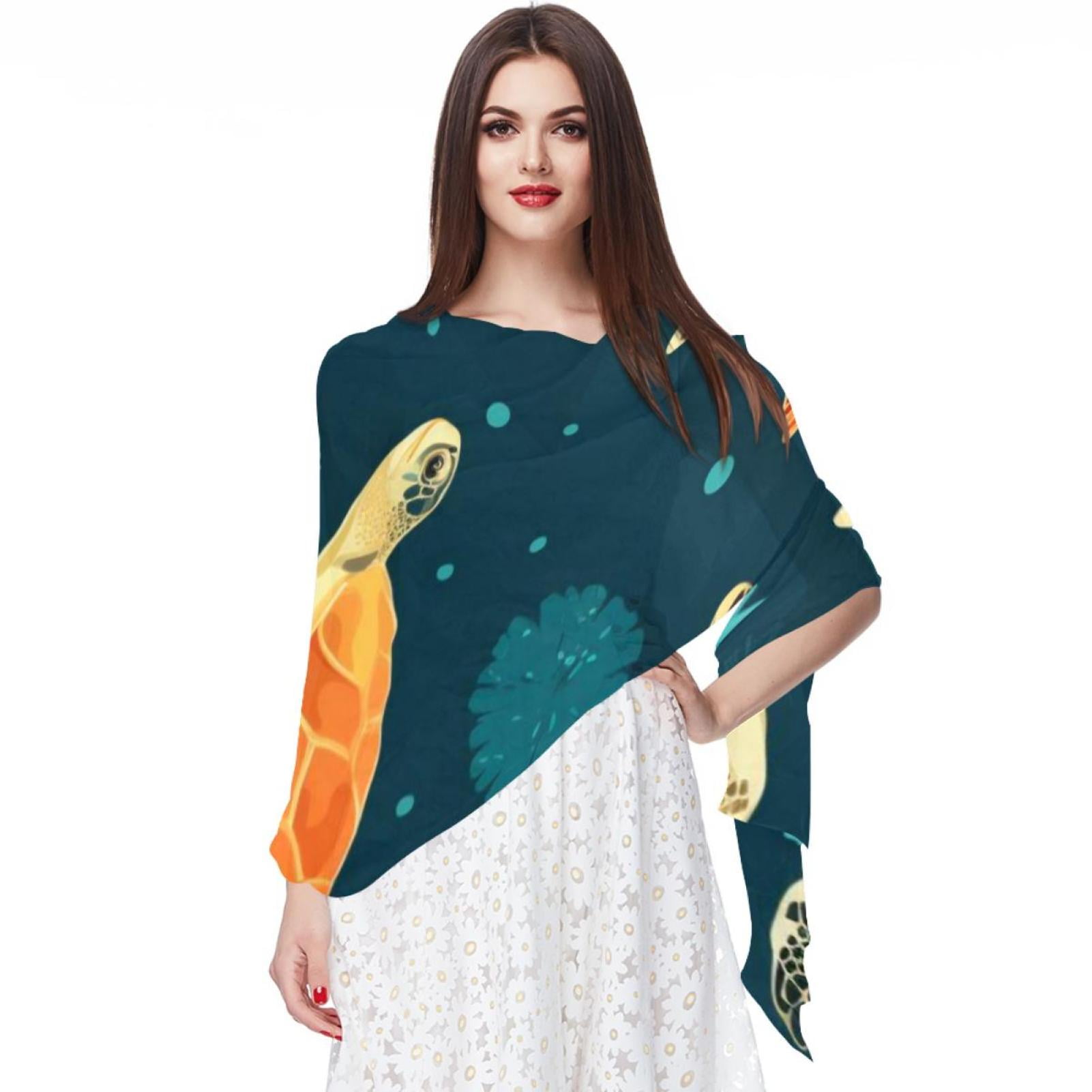 Turtle Seamless Translucent Chiffon Silk Hair Scarf Lightweight ...