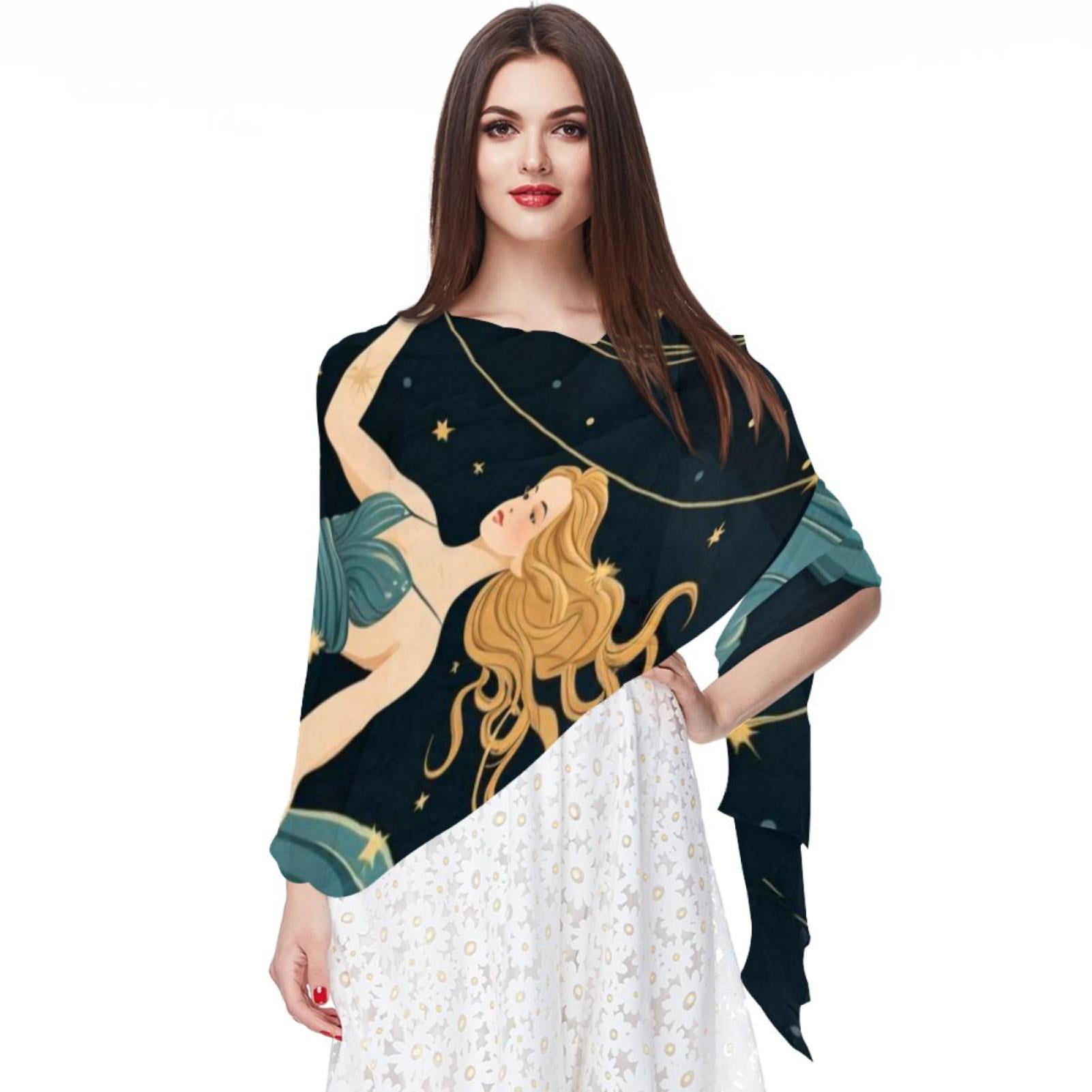 Virgo Constellation Elegant Silk Scarf - Translucent Chiffon Yarn ...