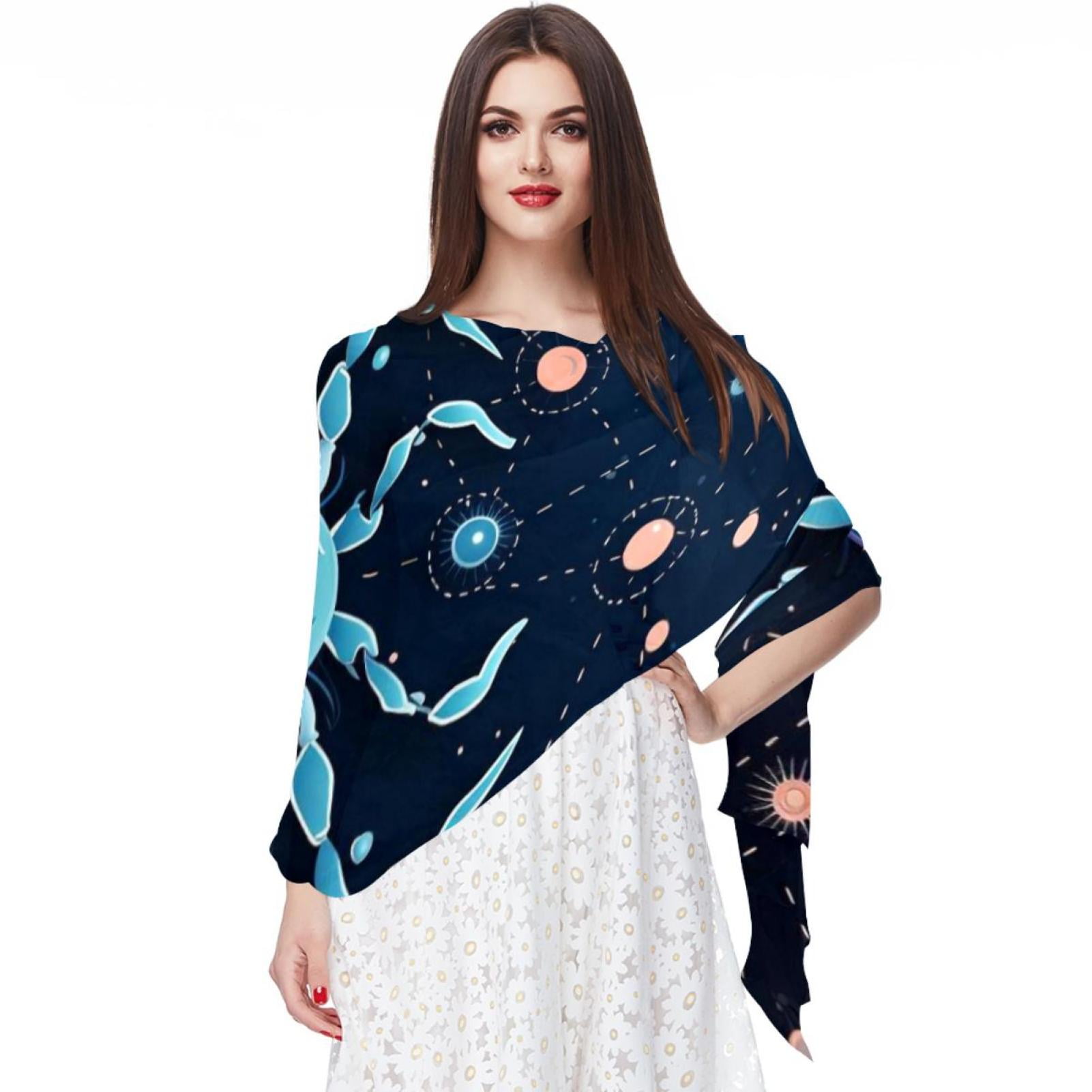 Cancer Constellation Translucent Chiffon Yarn Silk Scarf - Light ...