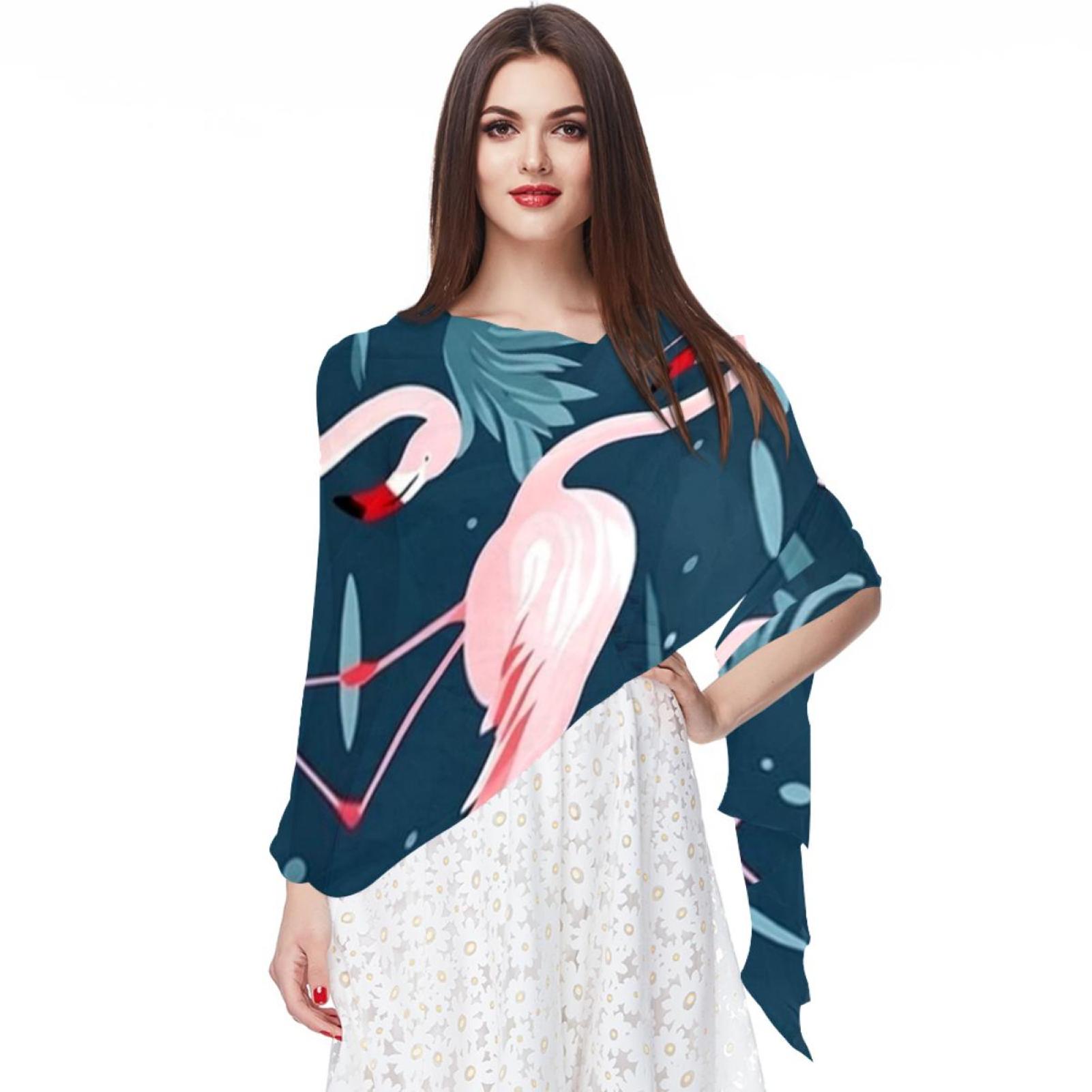 Flamingo Tropical Rainforest Elegant Translucent Chiffon Silk Scarf 180 ...