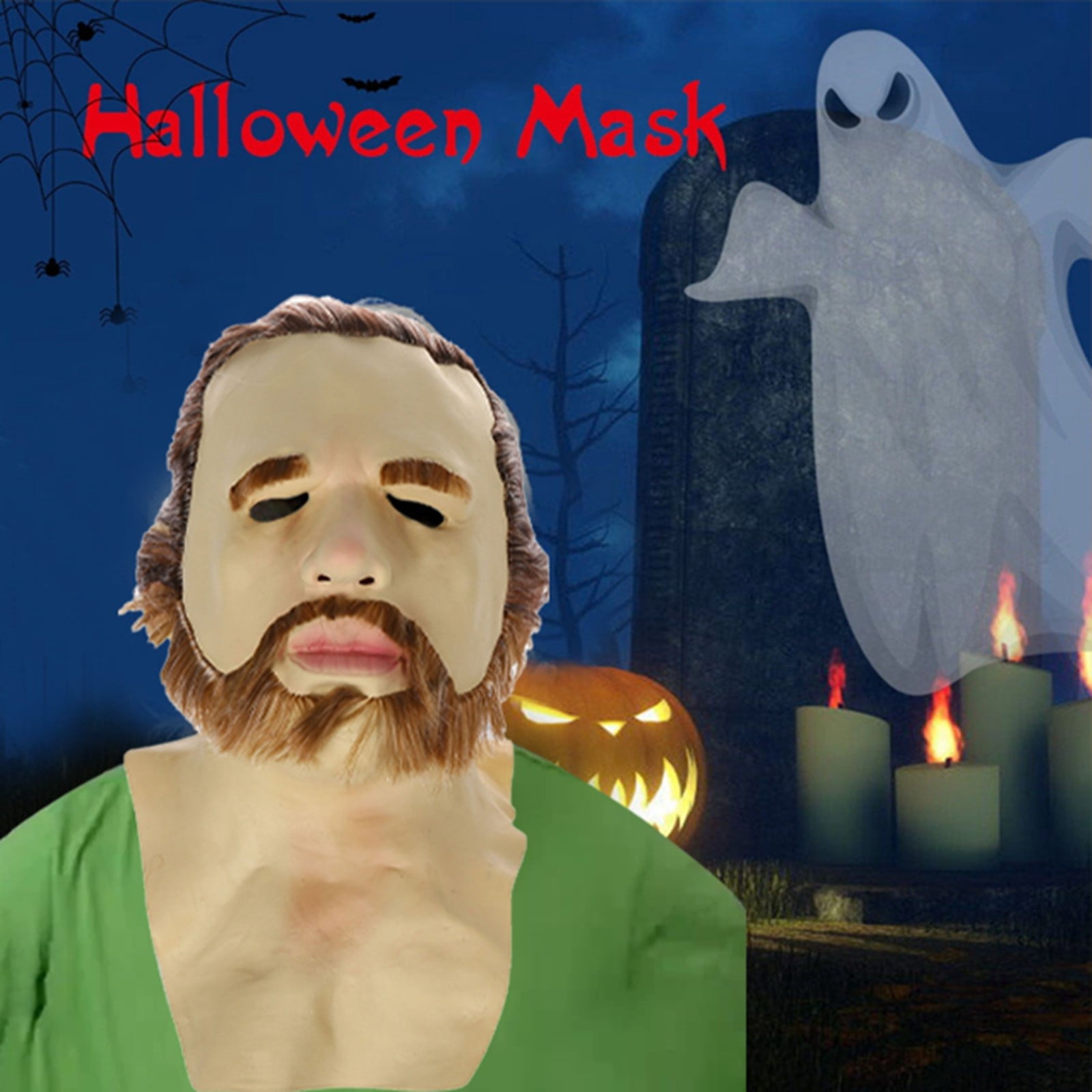 scary mask Halloween Scary Spooky Fun Super Soft Mustache Man Mask ...