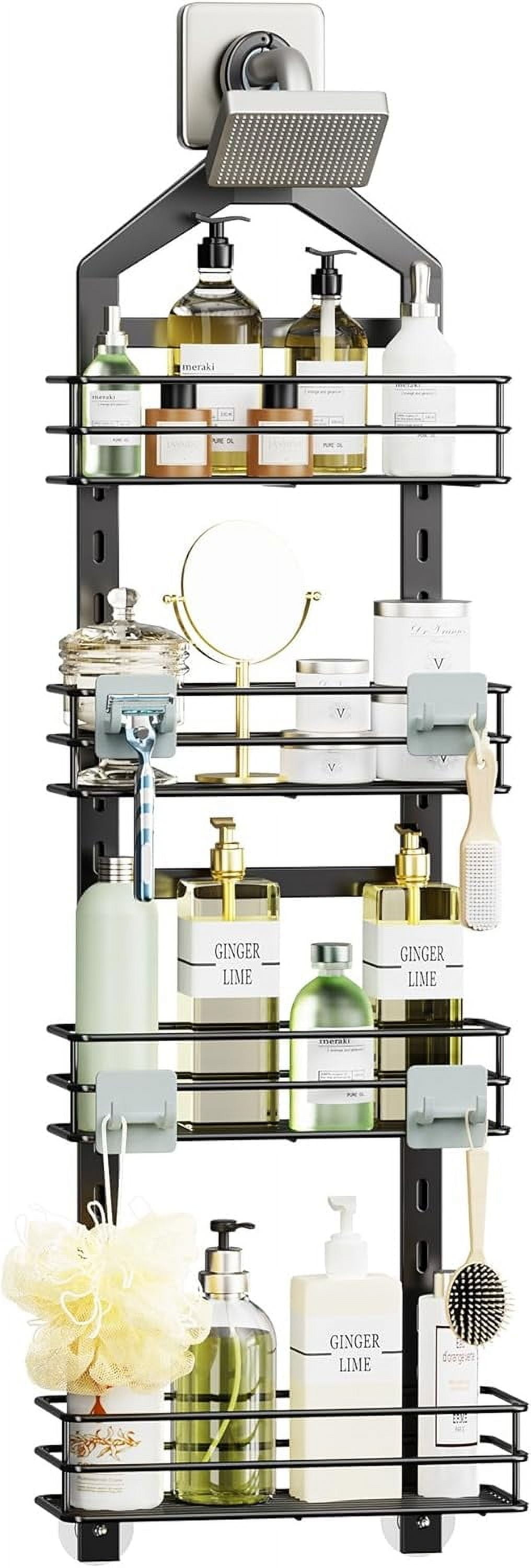 schiudm Adjustable Anti-Slip Shower Caddy Over Head Rustproof Bathroom ...