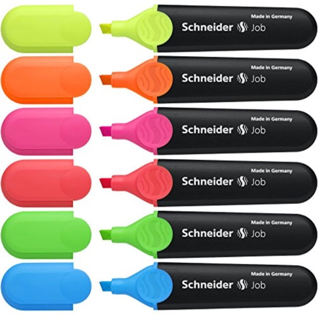 schneider job 150 highlighters - assorted colours (wallet of 6 ...