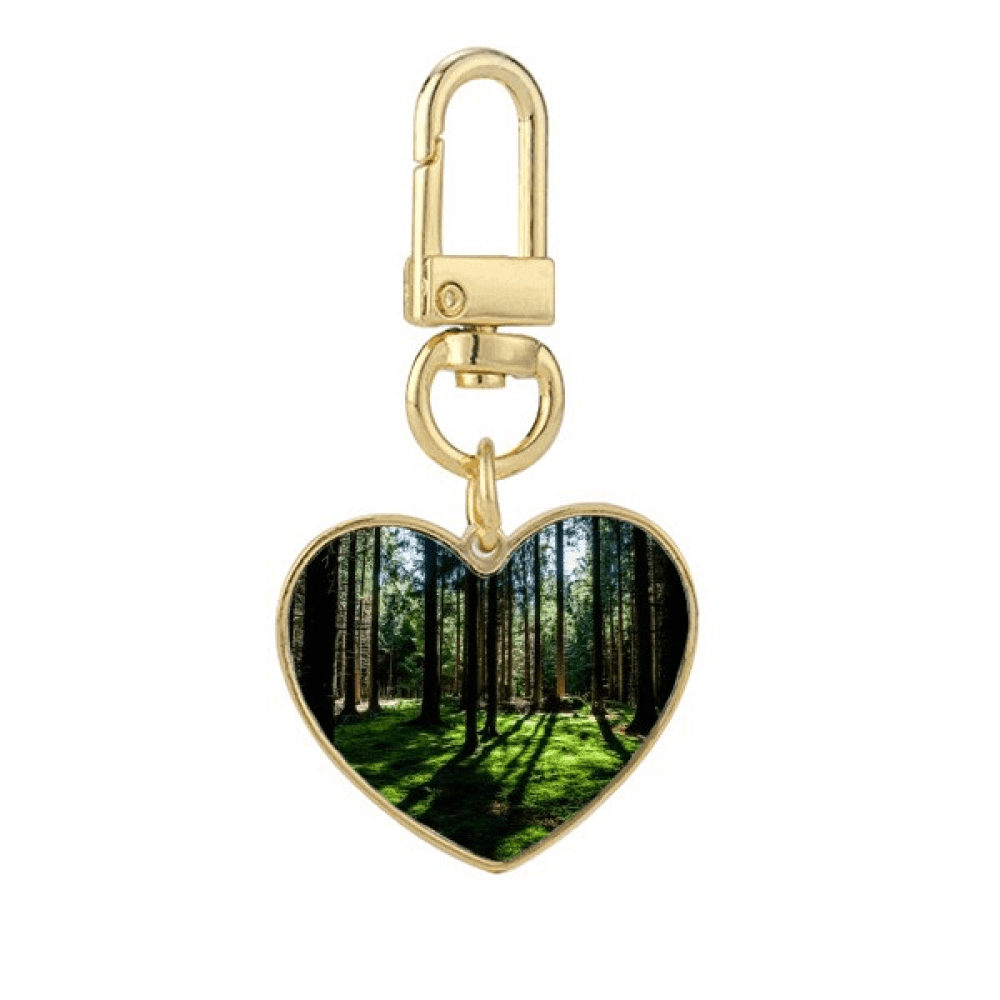 science nature scenery ry green gold heart keychain metal keyring ...