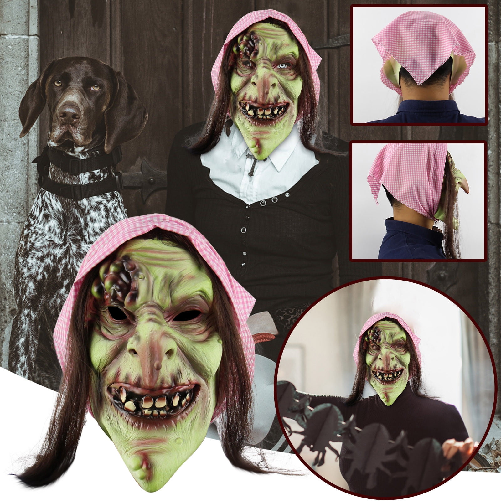 scream mask Scary Masks Long Nose Witch Head Cover Mask Red Riding Hood ...