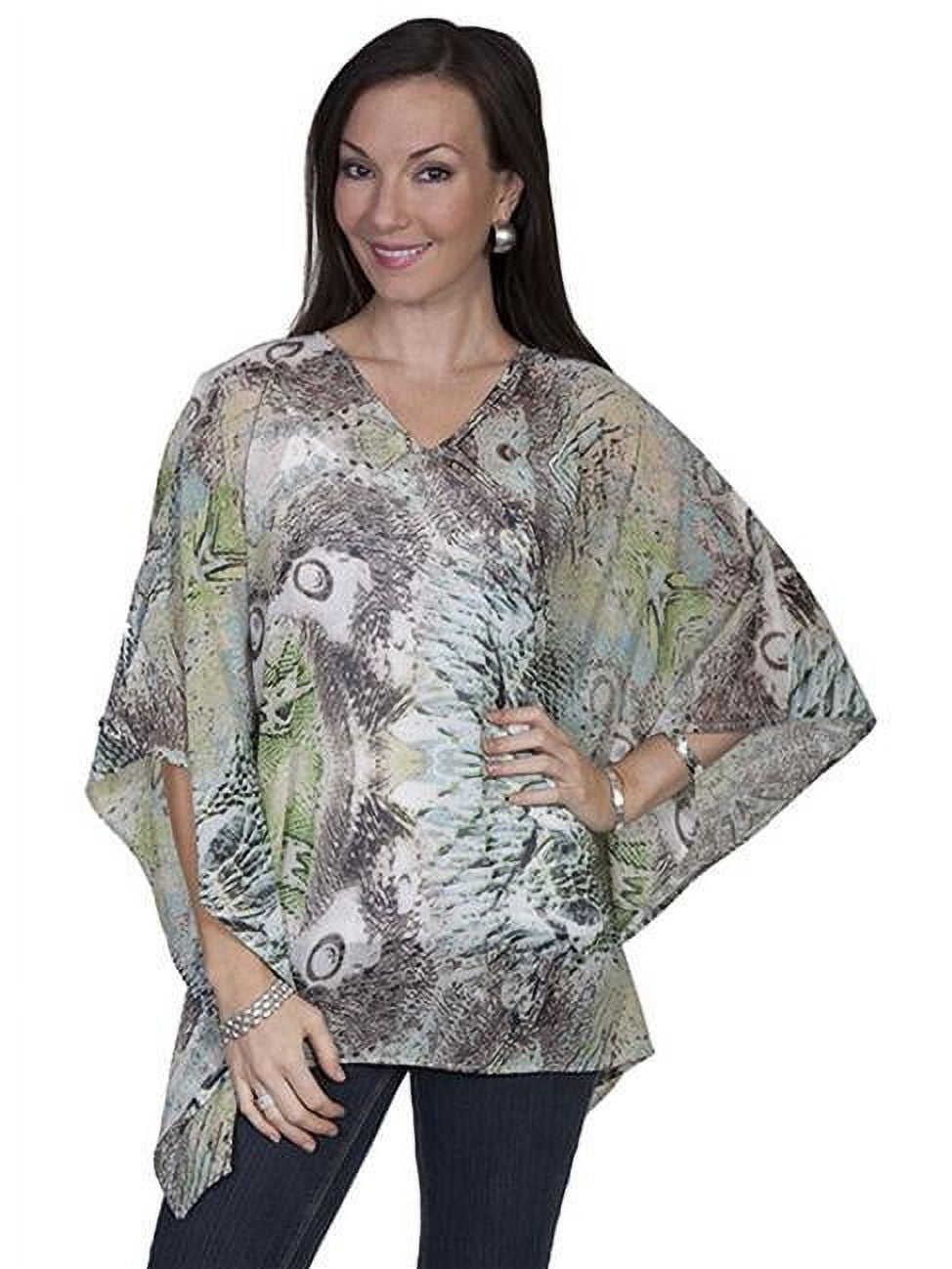 scully e80-mul-m kaftan printed blouse, multi - medium - Walmart.com