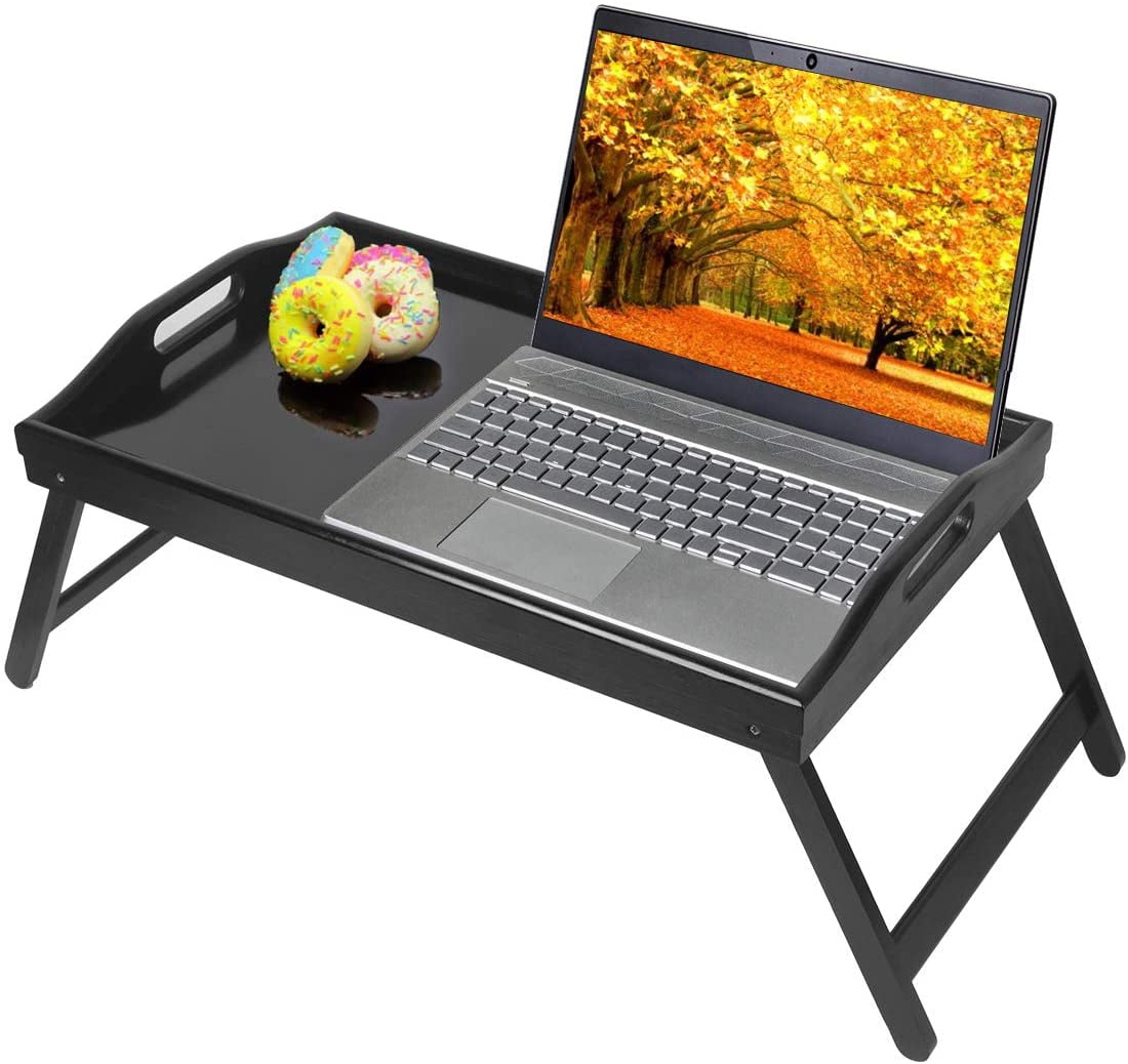 hltidu Bed Tray Table with Folding Legs Kitchen Breakfast Food Tray ...