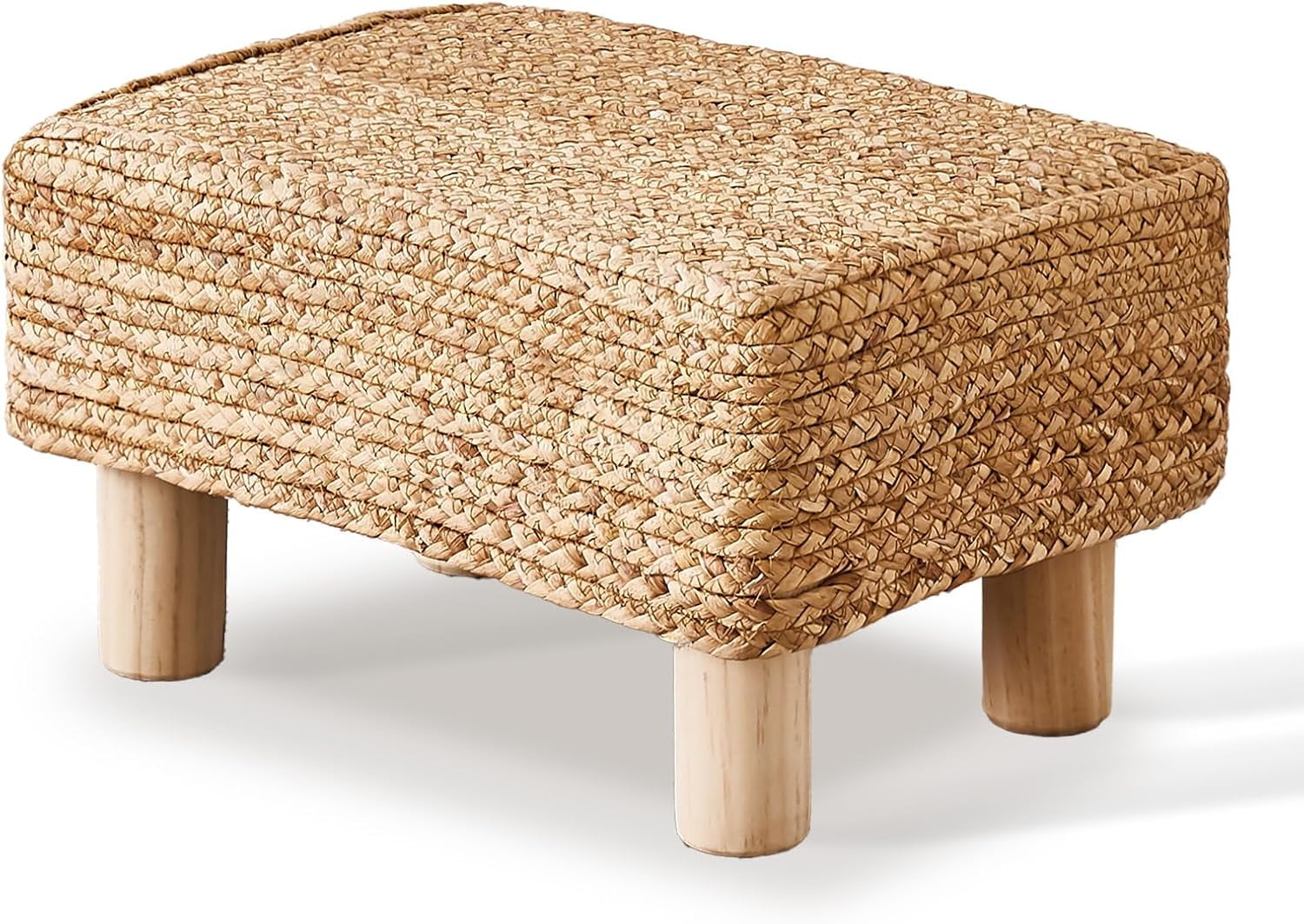 sdajshdw Round Foot Stool Natural Seagrass Poufs Ottoman Hand Weave ...