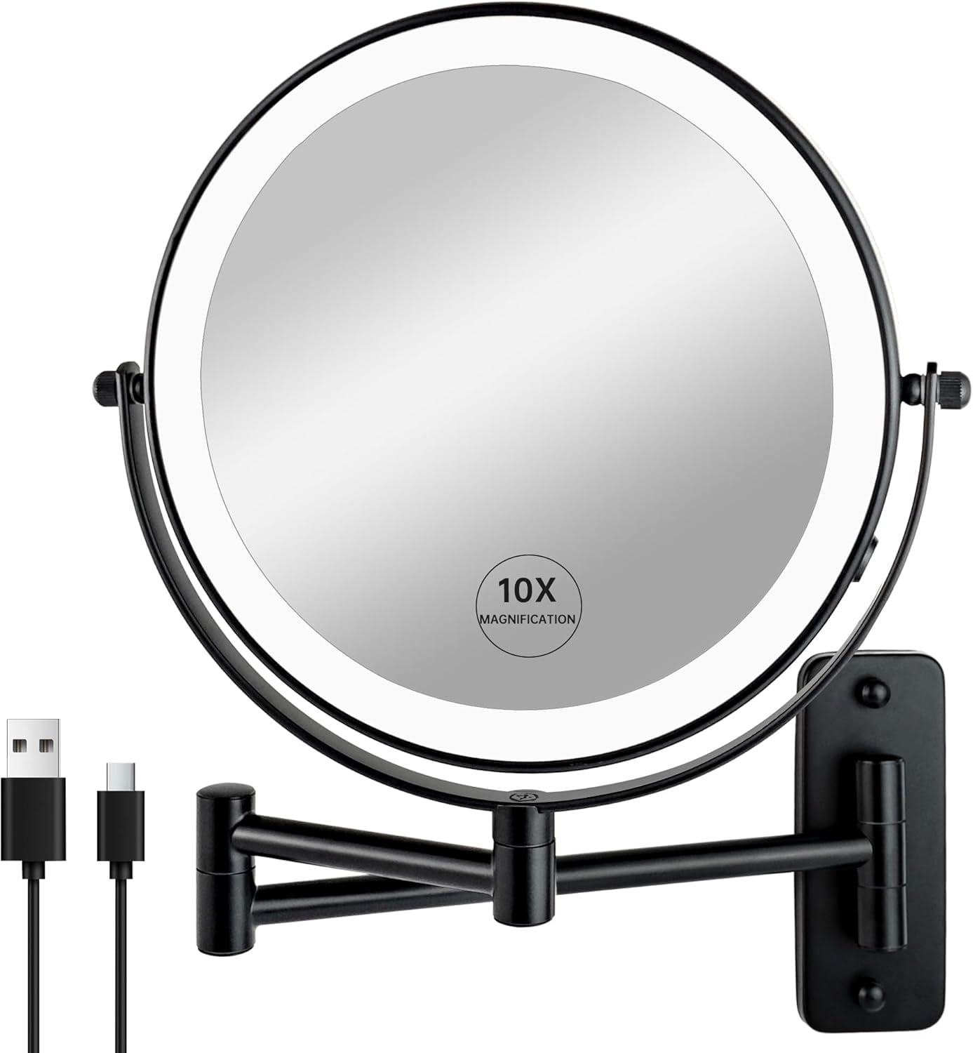 sdecl 8" Wall Mounted Lighted Makeup Mirror Rechargeable Double Sided ...