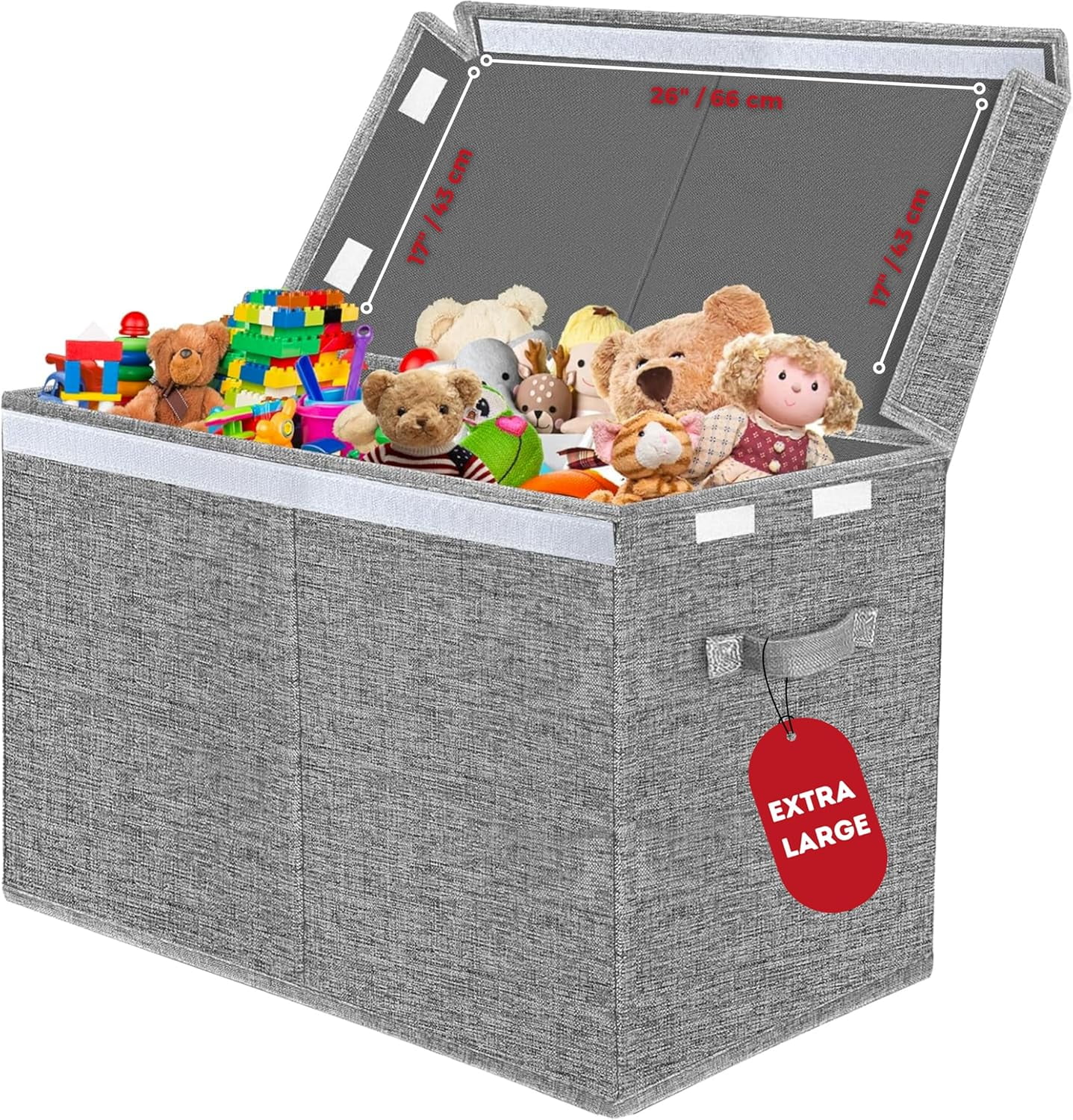 sdecl Gray Collapsible Toy Chest 26"x17"x17" Collapsible Storage Bins ...