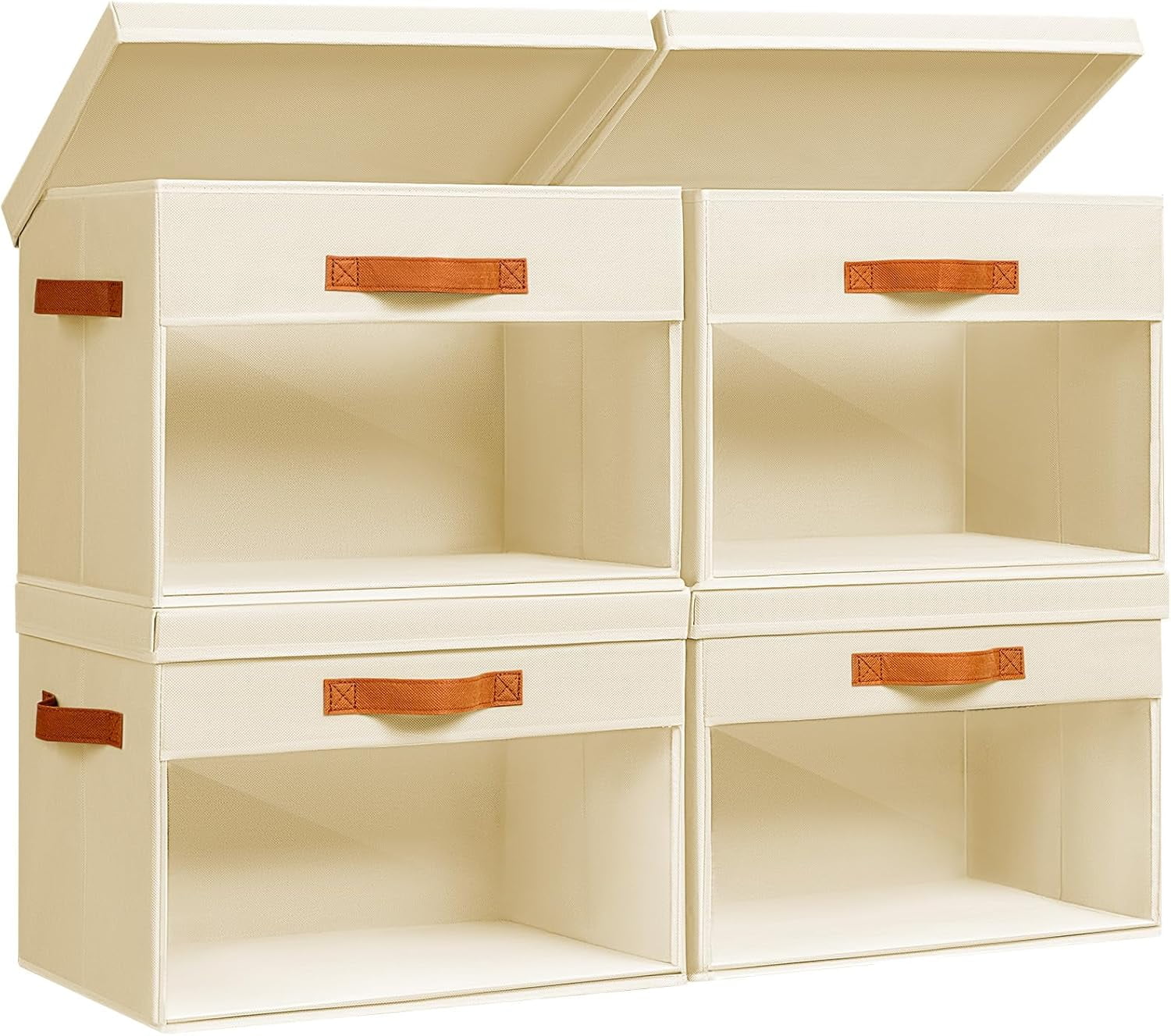 sdecl HCOCM Large Storage Bins with Lids - 4 Pack Foldable Decorative ...