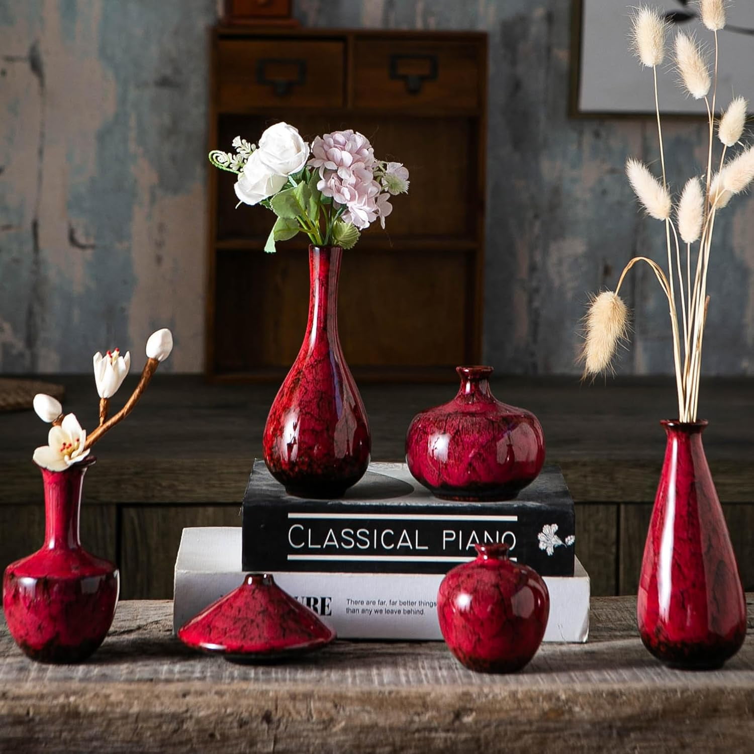 sdecl JKLCH Blue Ceramic Vase Small Vases Farmhouse for Decor Bottles ...