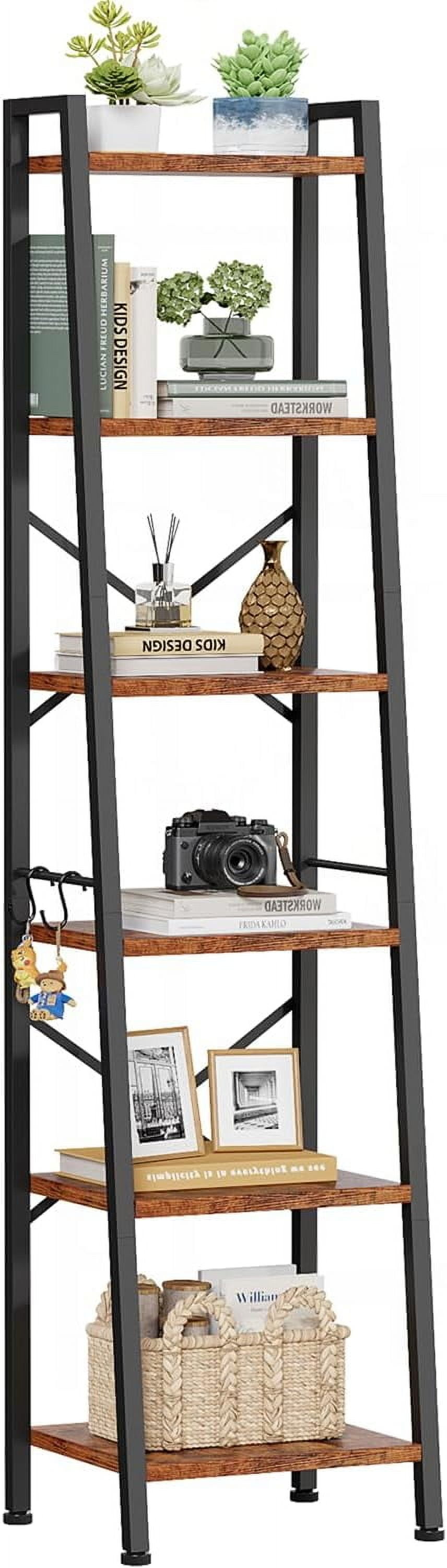 sdecl JKLCH LTKIF 4 Tier Ladder Bookshelf Narrow Metal Wooden Ladder ...
