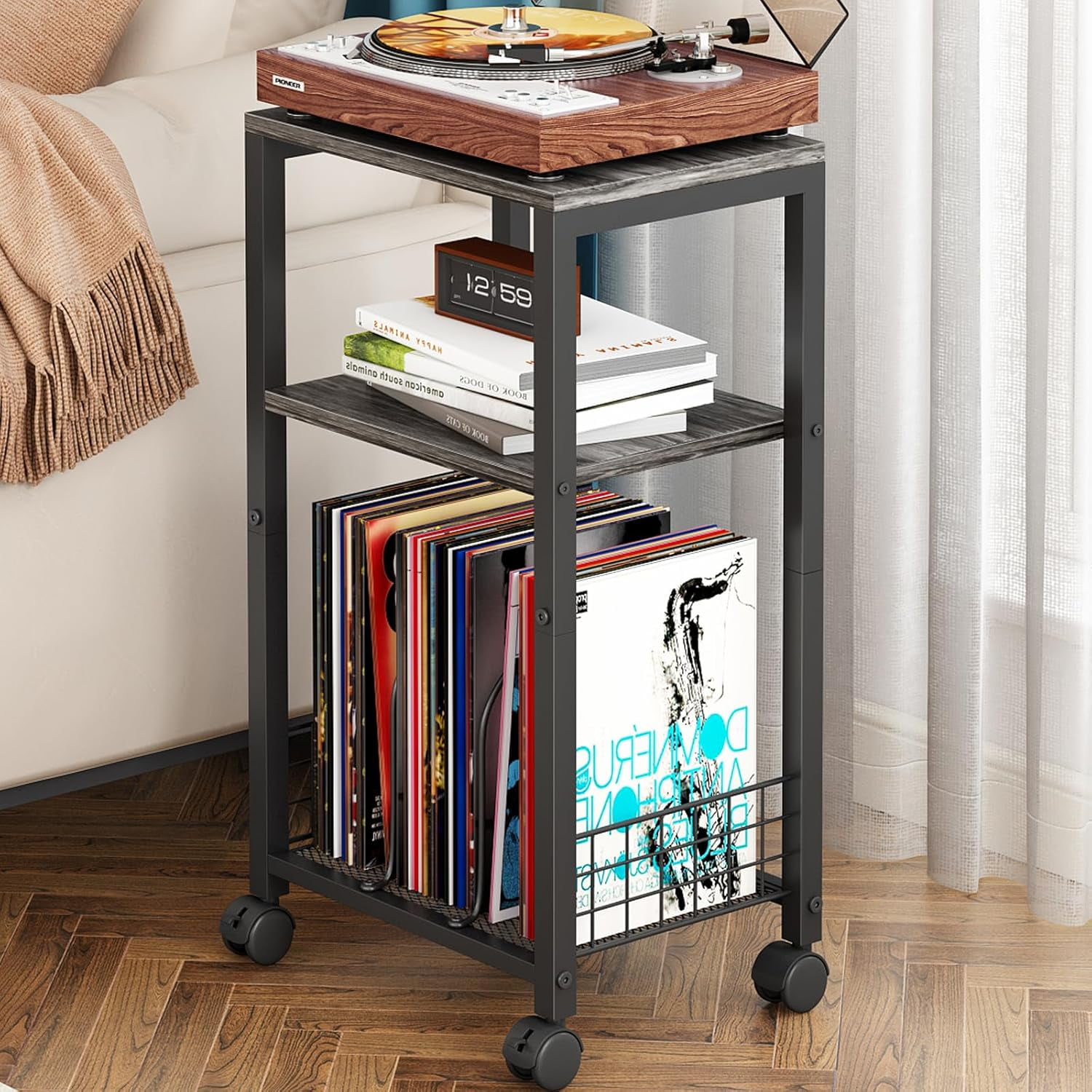 sdecl Small Side Table 3 Tier Moveable Small End Table Record Player ...
