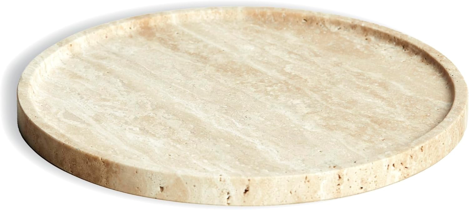 sdecl Travertine Marble Vanity Tray Round Ottoman Tray Minimalist ...