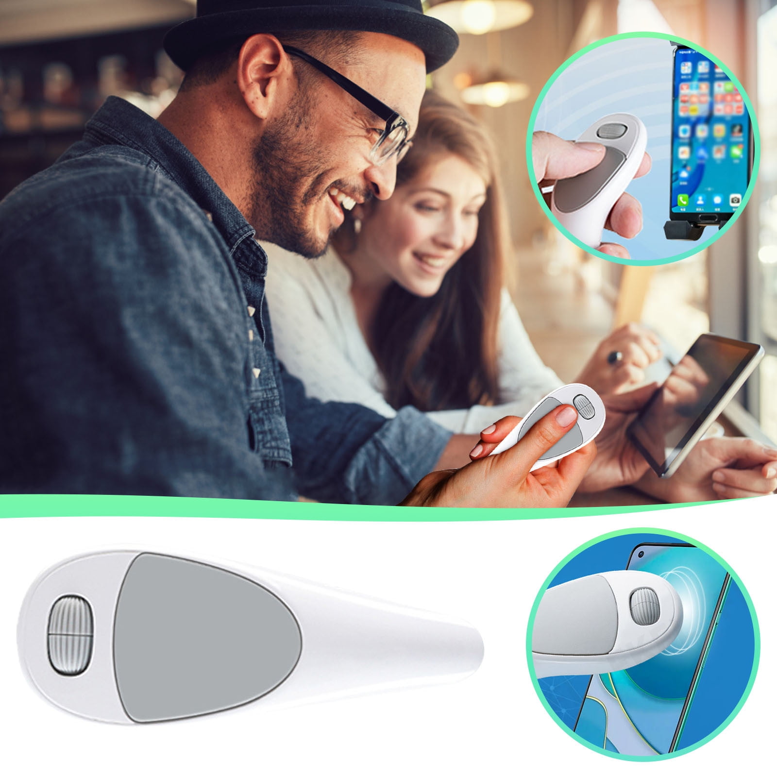 sdhkgrrt 2Pcs Bluetooth Thumb Mouse, Portable Wireless Mouse for ...