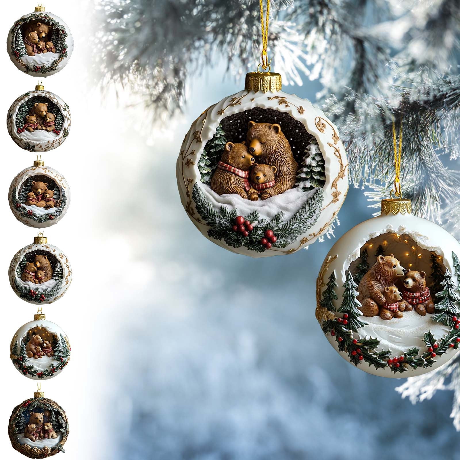 sdhkgrrt under $5 6Pcs Bear Family Ornament, Bear Family Christmas ...
