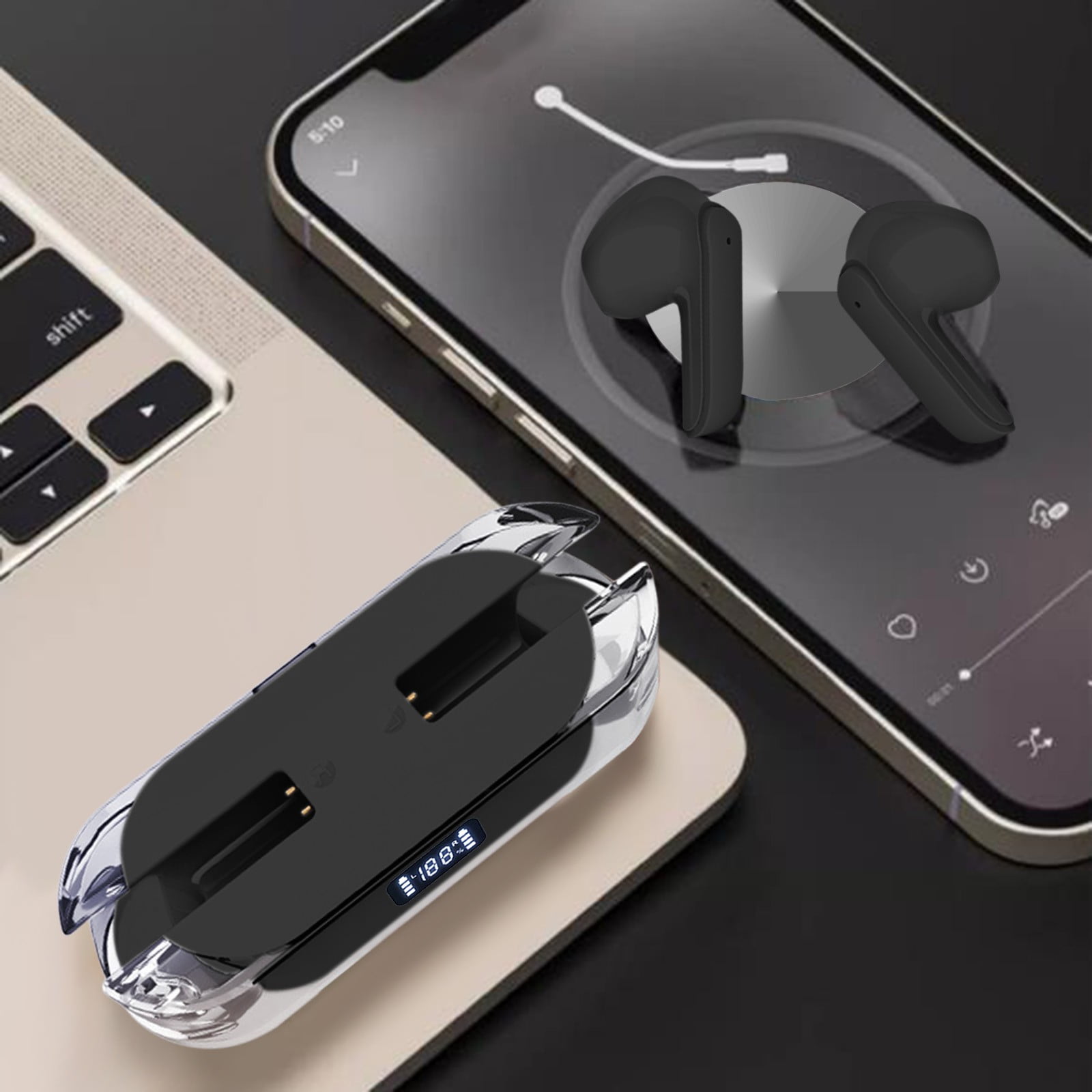 sdhkgrrt Bluetooth Headphones,Transparent Digital Display Wireless ...