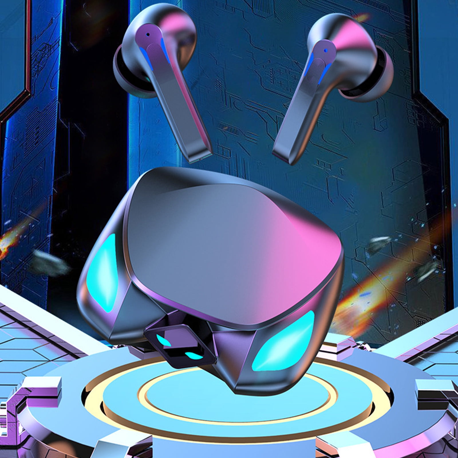 sdhkgrrt Bluetooth Headphones,Ture Wireless Bluetooth Headset 5.3 In Ear Cool Light HIFI Noise ...