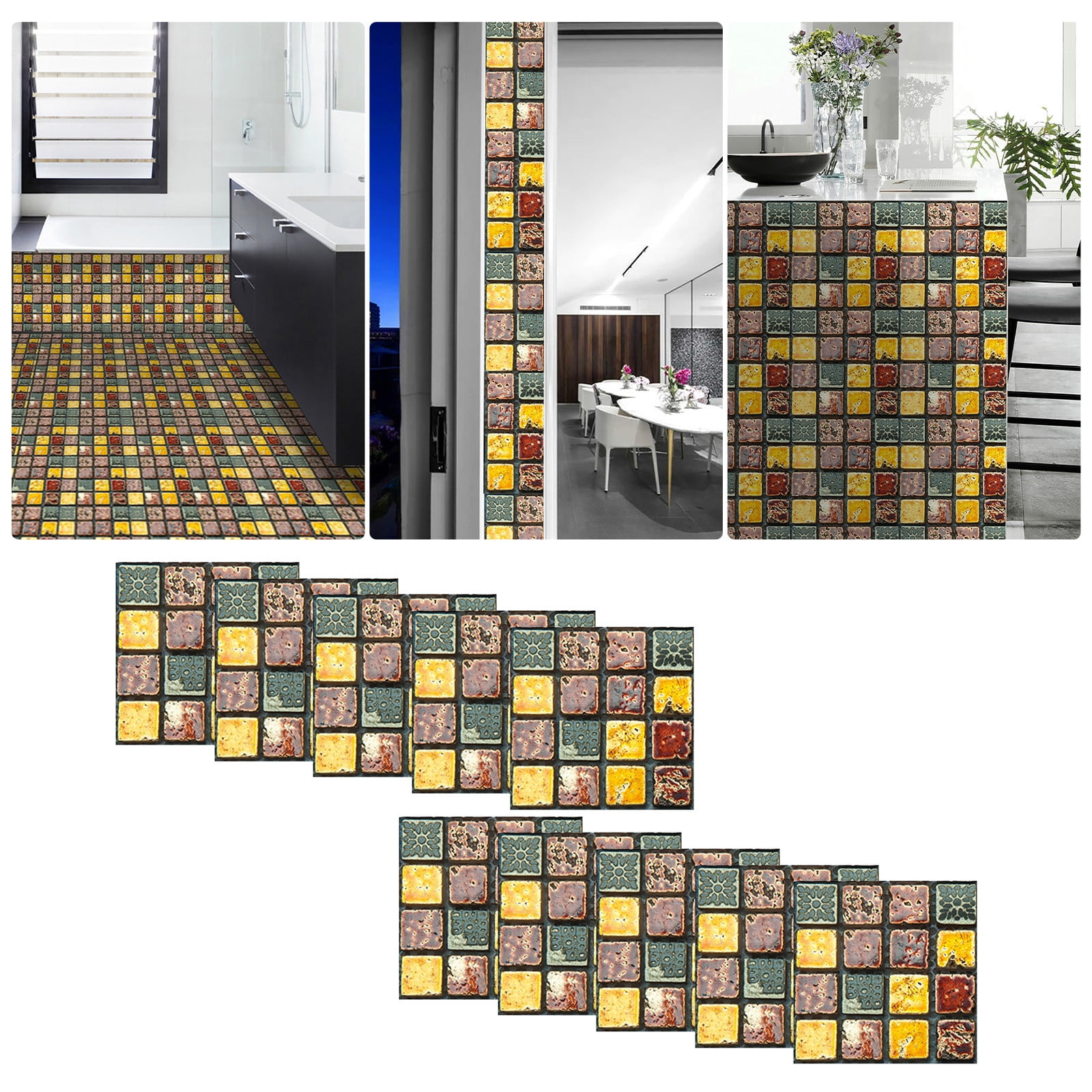 sdhkgrrt Crystal Tile Stickers, Crystal Tile Sticker for Backsplash ...