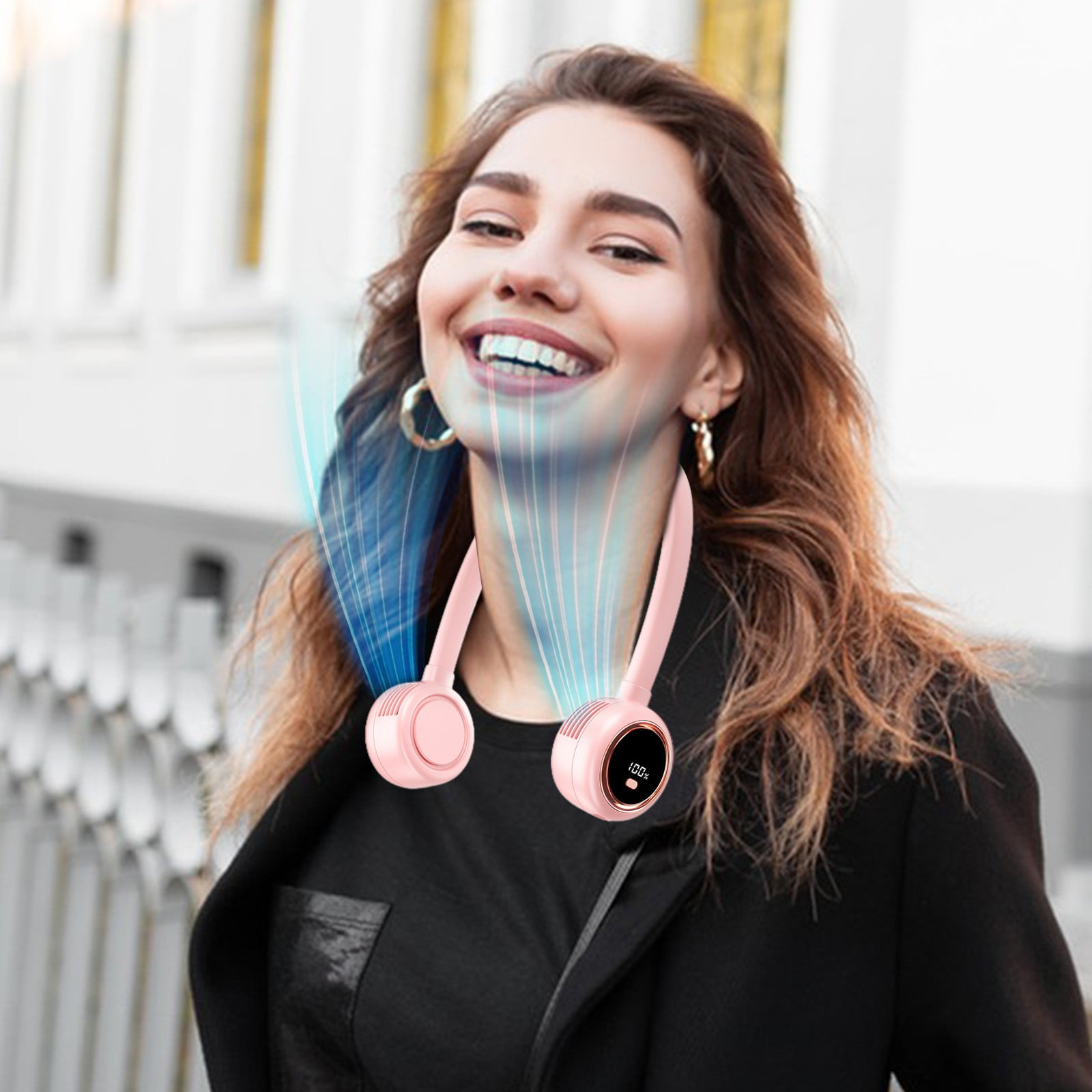 sdhkgrrt Mini Fan Portable,Digital Turbo Neck Hanging Mini Fan Outdoor ...