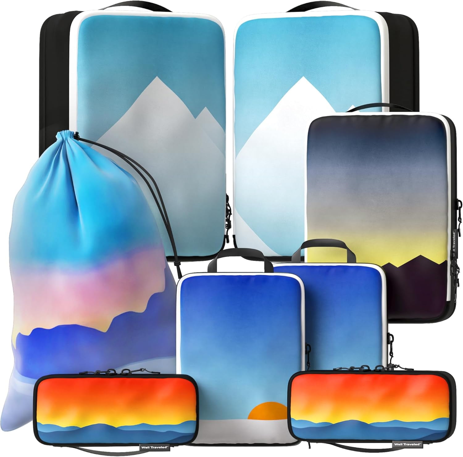 sdkff 8 Set/4 Set Deluxe Compression Packing Cubes Travel - Maximize ...