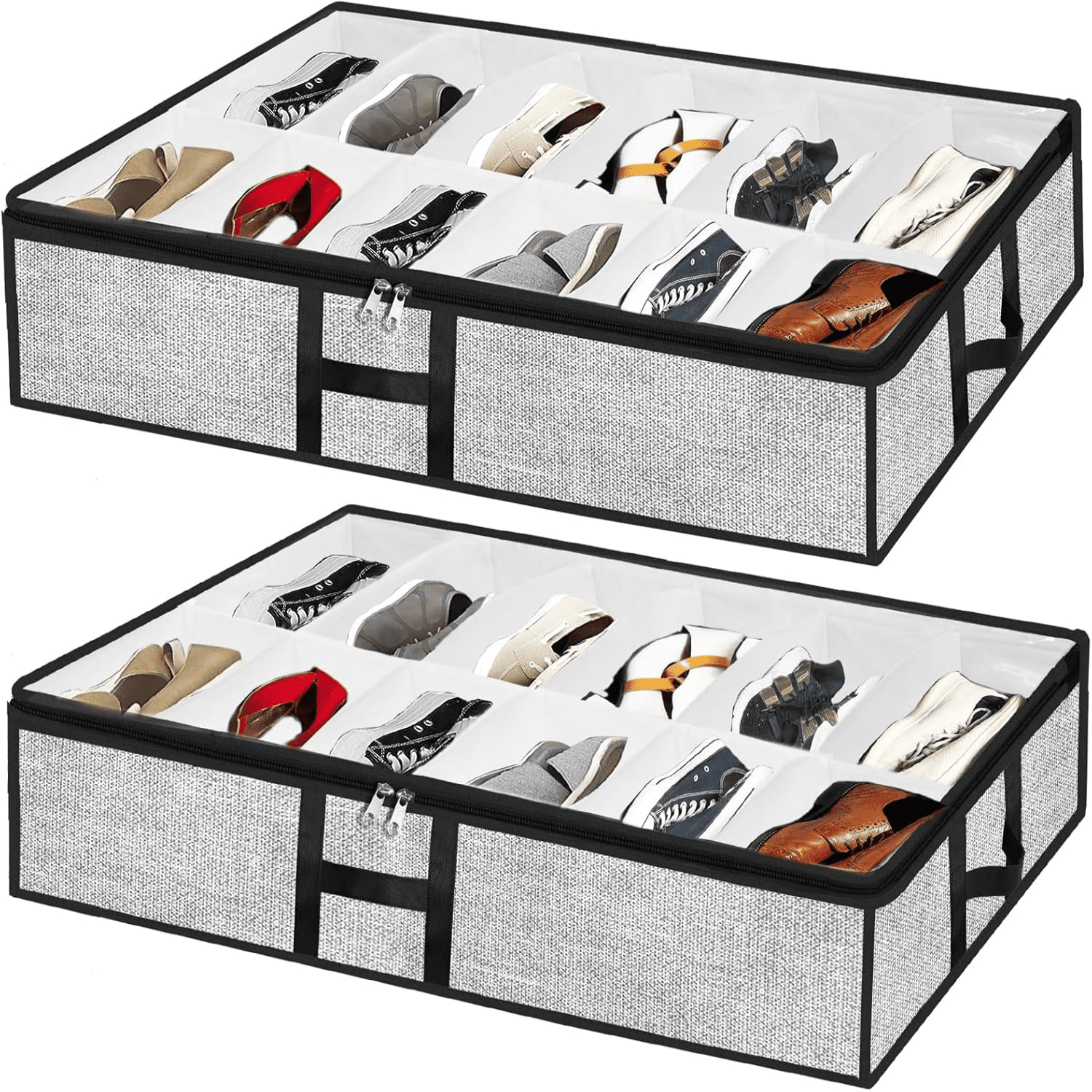 ebyiybnio Under Bed Shoe Storage Organizer for Closet 2 Pack- Fits 24 ...