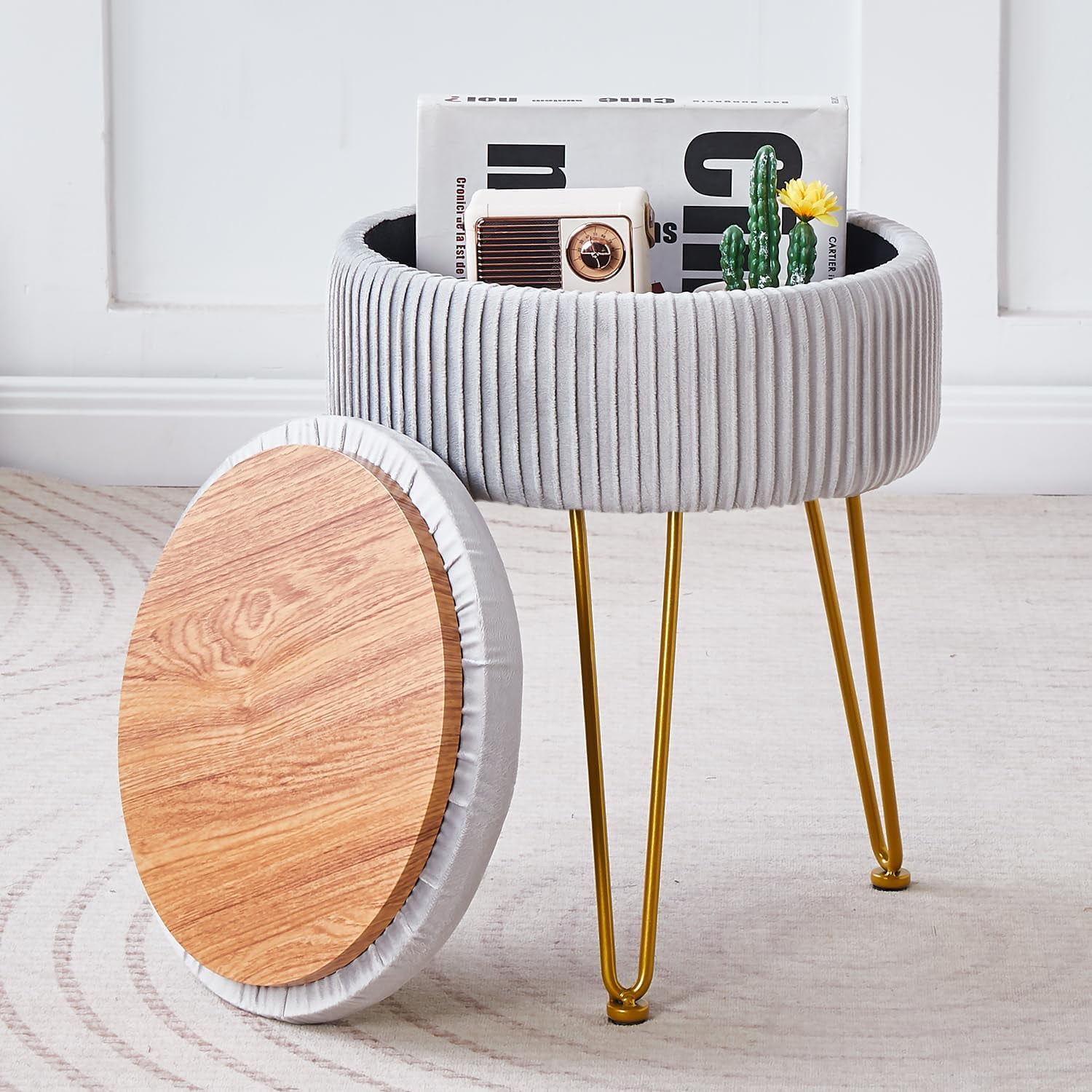 sdzhud Velvet Foot Rest Stool Multipurpose Dressing Stools Upholstered ...