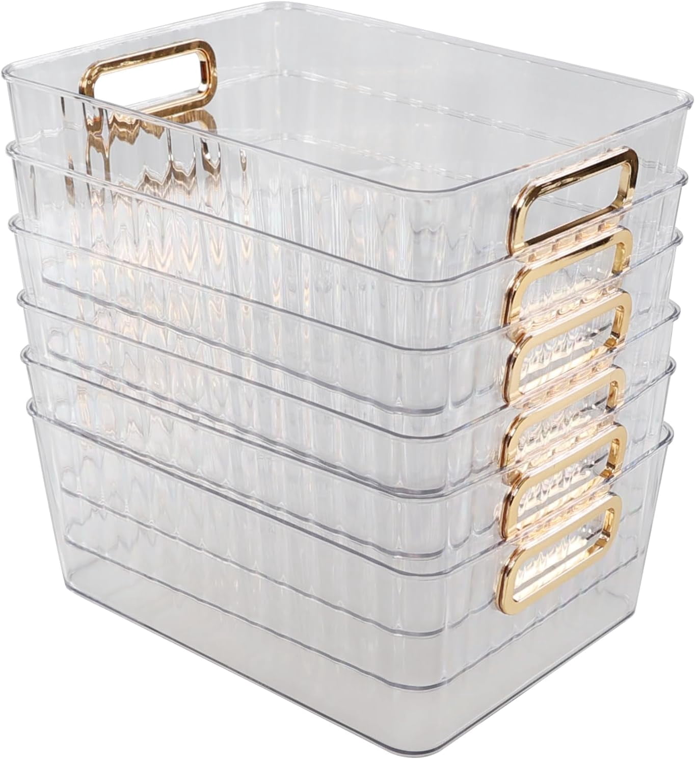 sdzinft Idotry 6-Pack Clear Pantry Storage Bins Plastic Organizer Bins ...