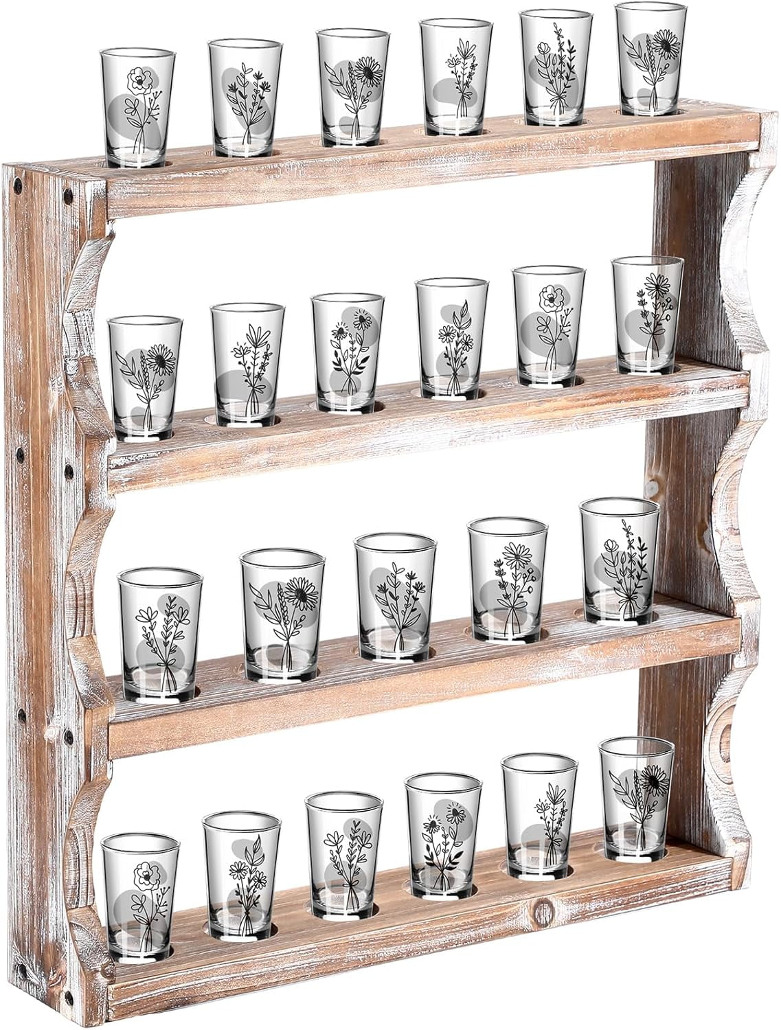 Hltser Wood Shot Glass Display Case Shot Glasses Holder Wall Floating ...