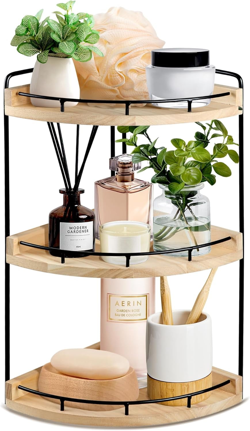 sdzjwl 3-Tier Counter Organizer - Bathroom & Kitchen Vanity Tray Wooden ...