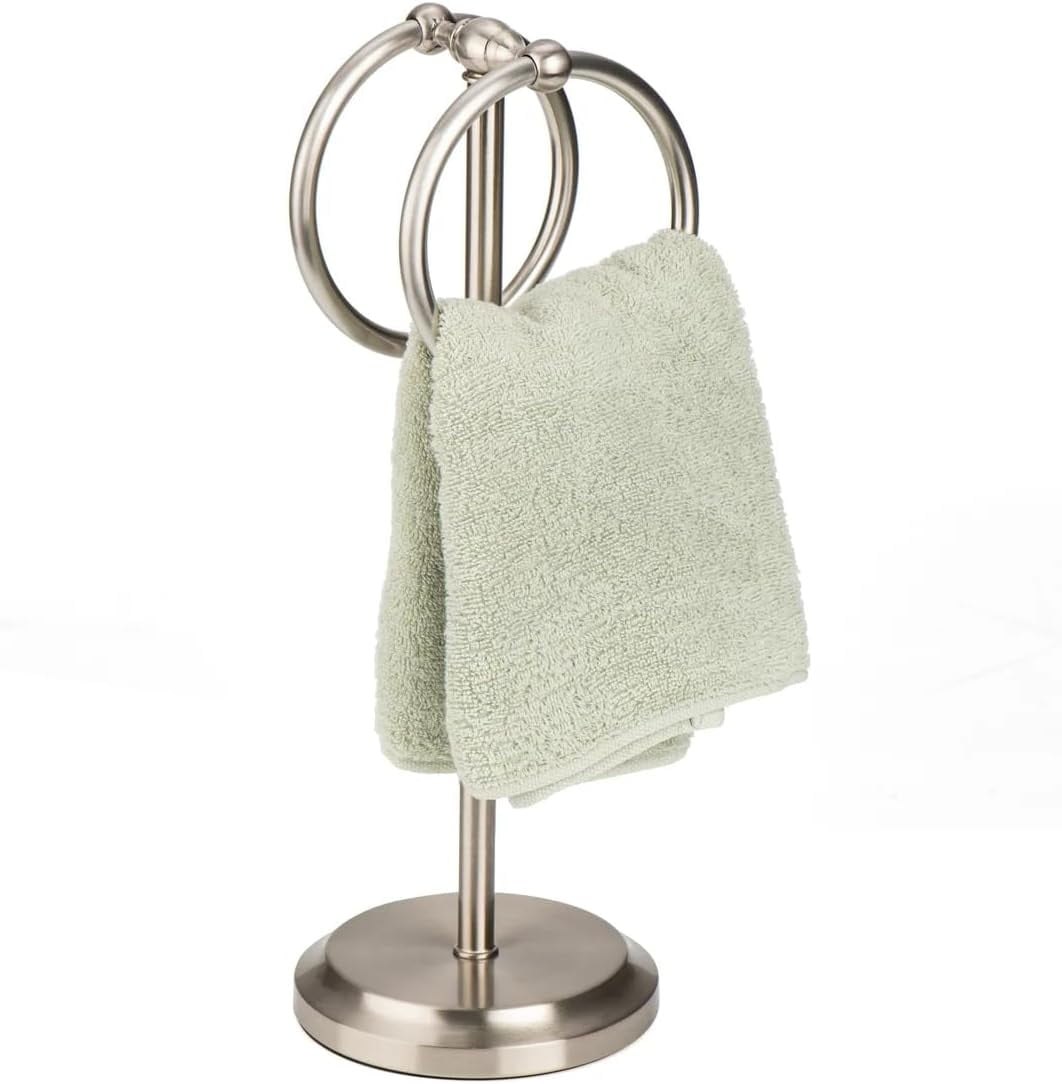 sdzjwl J&V TEXTILES Steel Towel Rack Holder Stand with 2 Hanging Rings ...