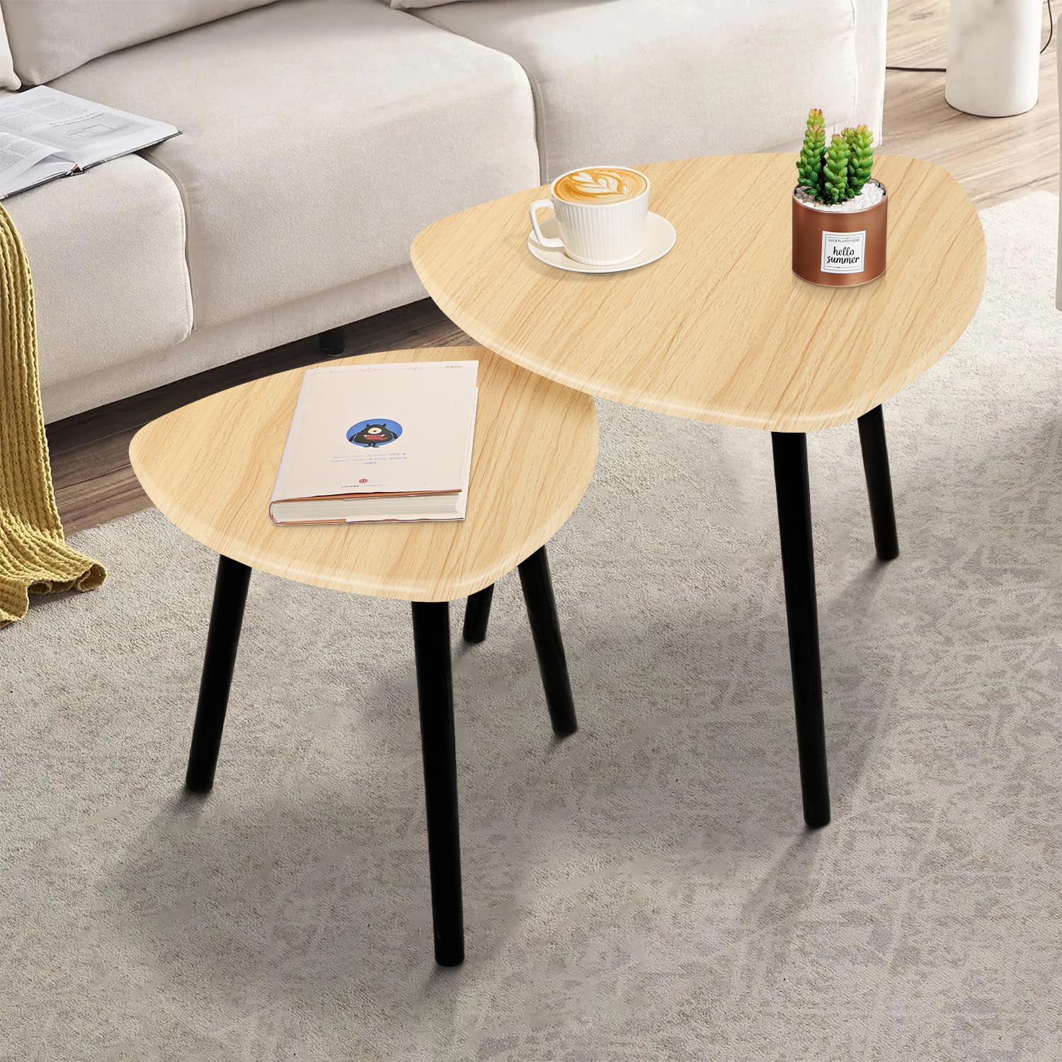 sdzkift Nesting Coffee Table Triangular End Side Tables Modern ...