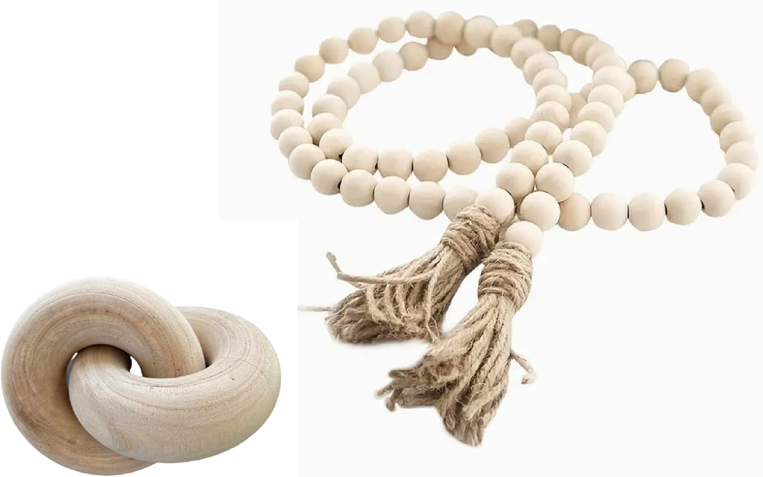 sdzkift Wood Bead Garland and Wood Knot Coffee Table Decor for Table ...