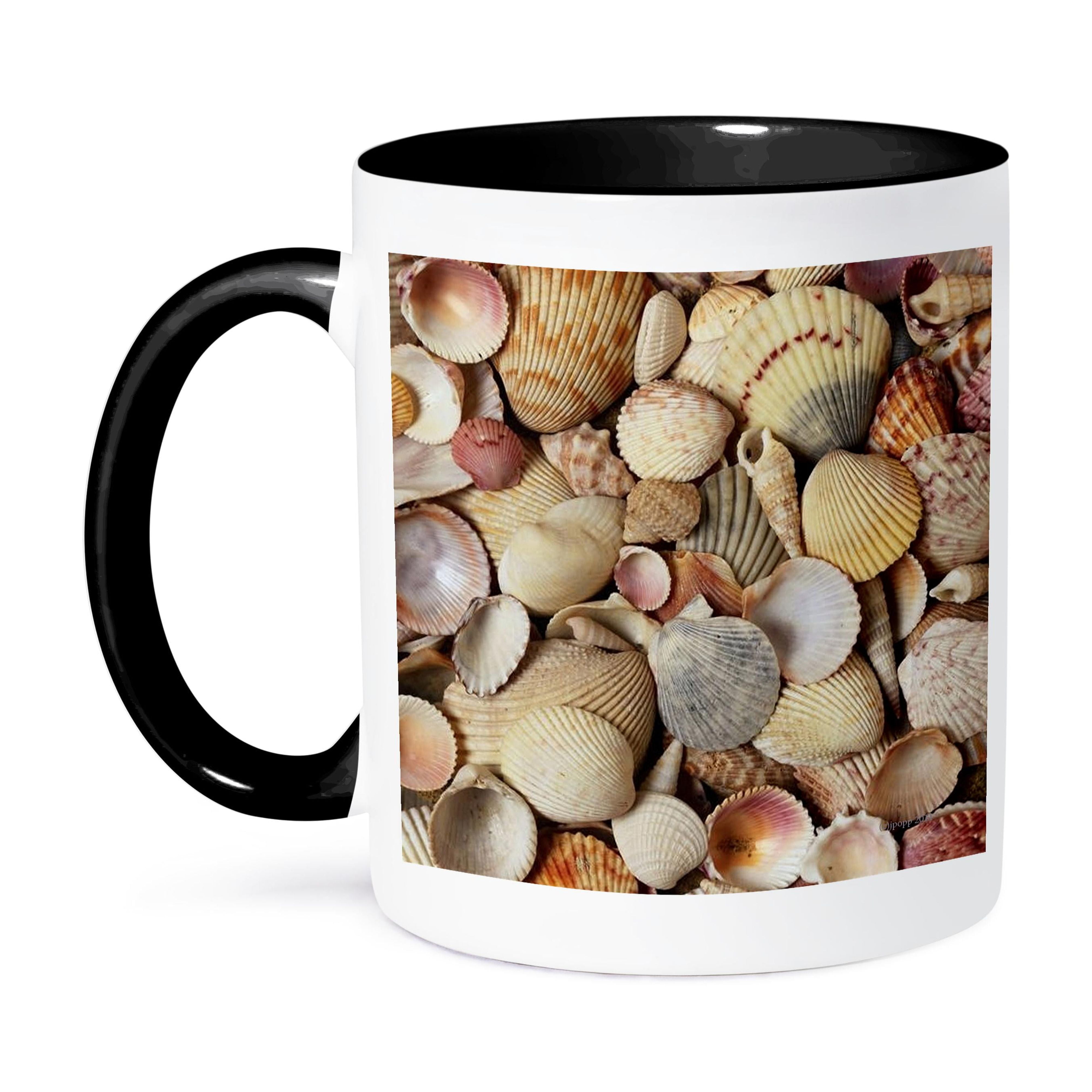 3dRose, sea shells, 15oz Two-Tone Black Mug - Walmart.com