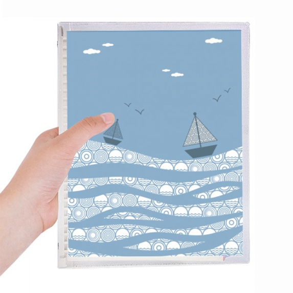 sea wave boat landscape cloud illustration notebook loose diary ...