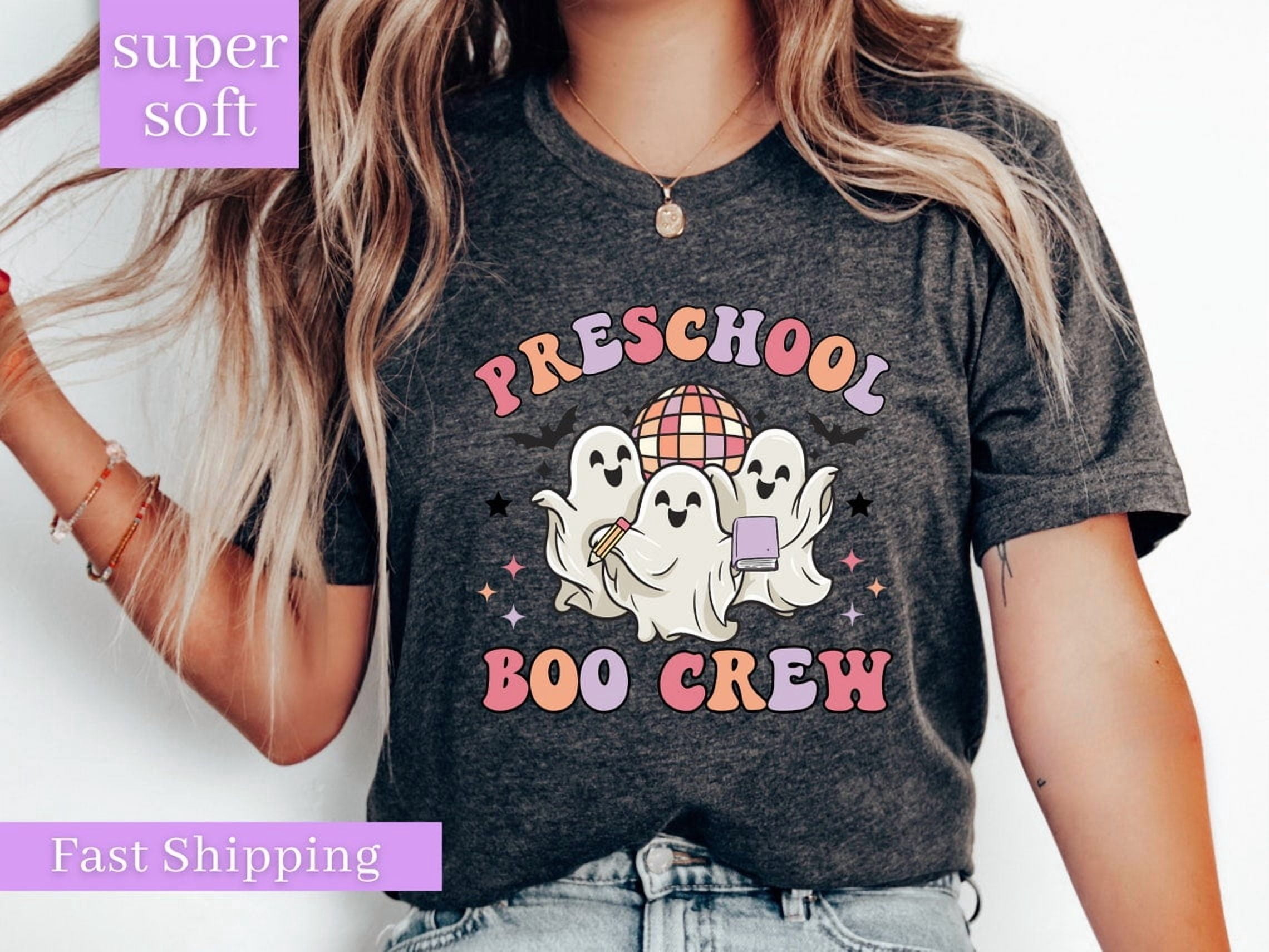 season Preschool Teacher Shirt, Retro Preschool season TShirt Spooky ...
