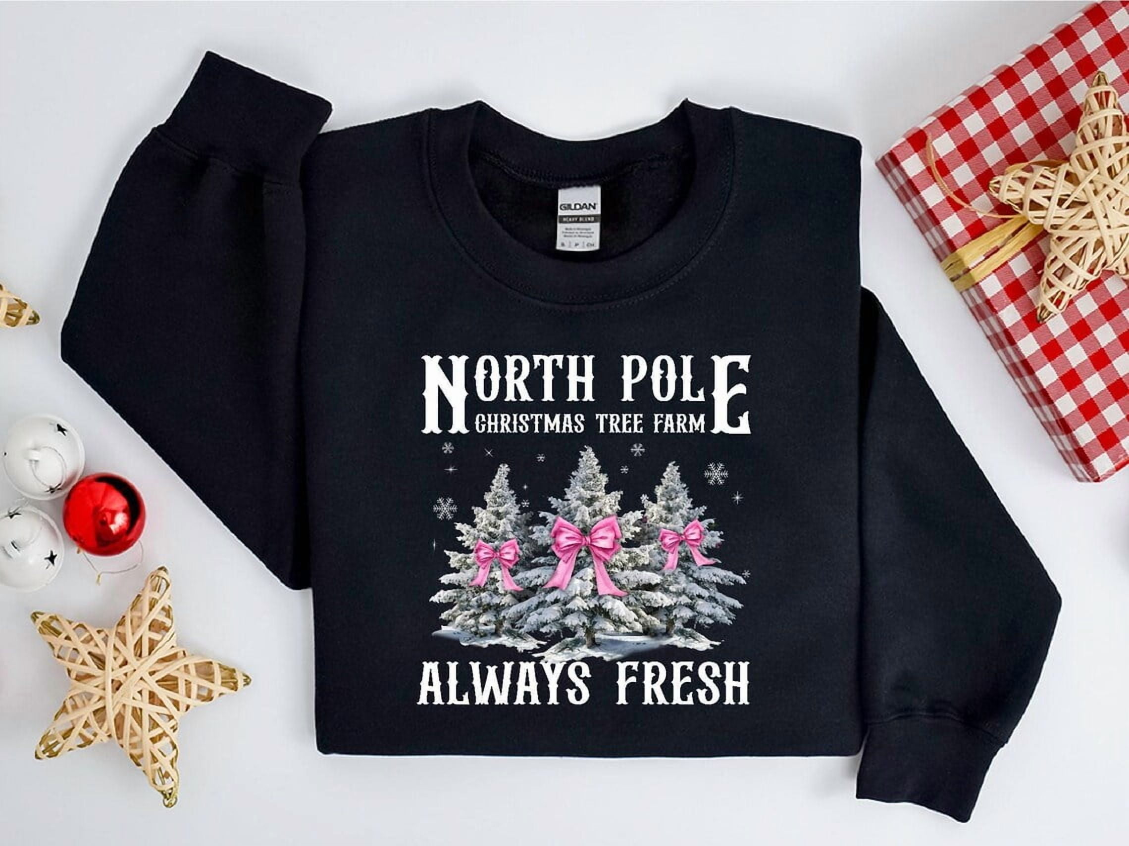 season Sweatshirt: North Pole Tree Farm Theme Sweatshirt - Walmart.com