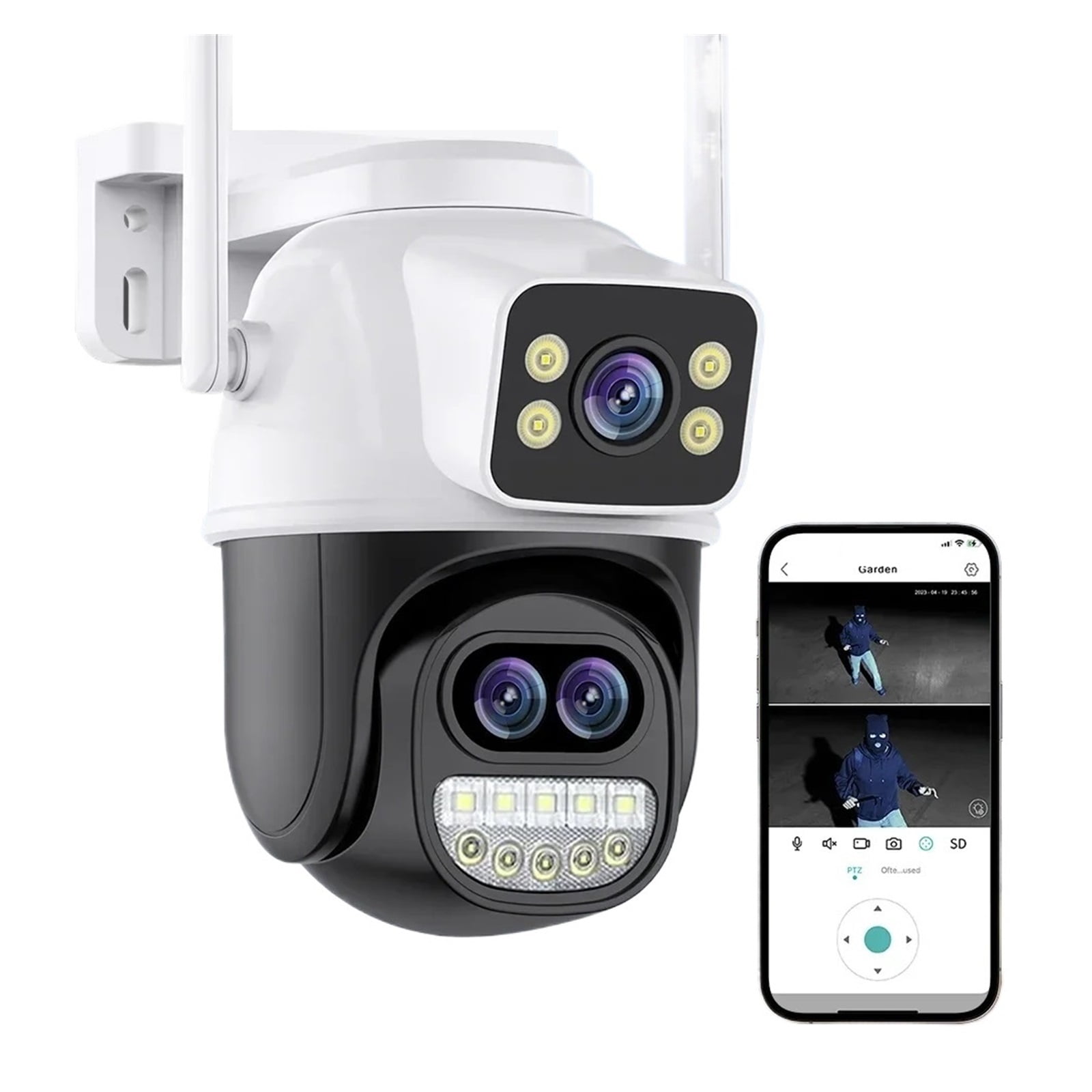 security camera， 6MP Camera Outdoor 12MP Three Lens Dual Screens 8X ...