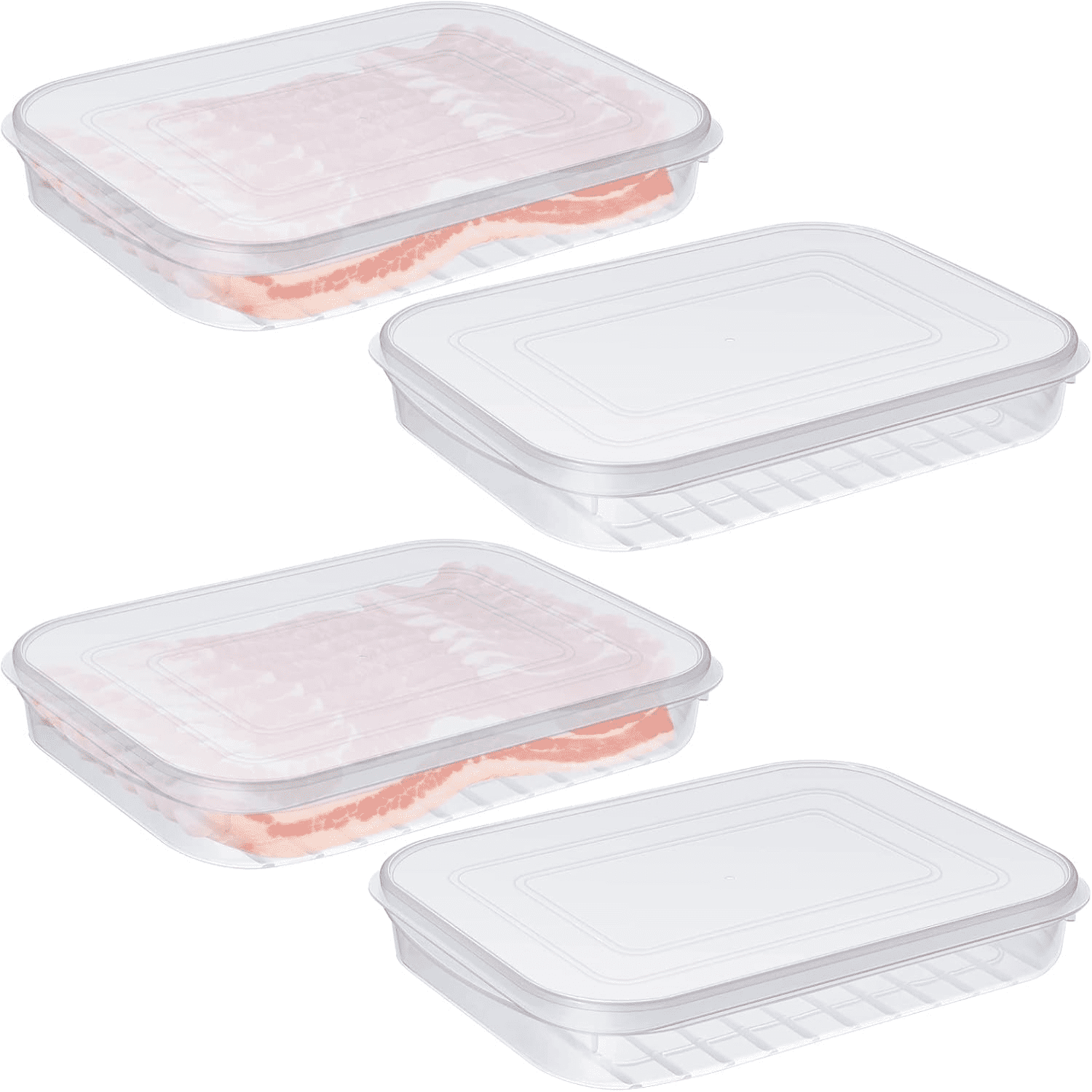sedfg 4 Pieces Bacon Keeper Plastic Deli Meat Saver with Lids Airtight ...