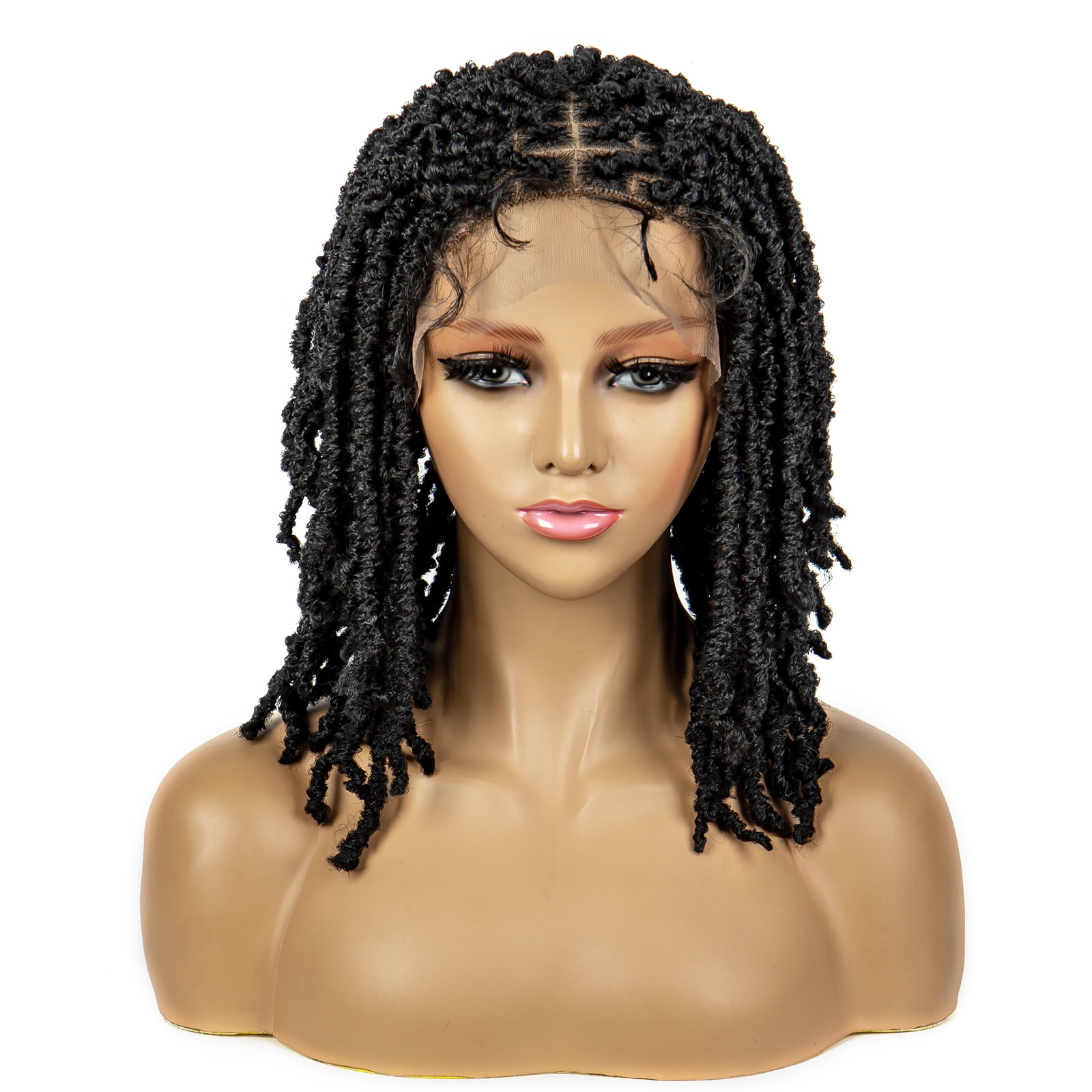 Sedittyhair Short Bob Braided Wig, 14 Inches Natural Black, Synthetic ...